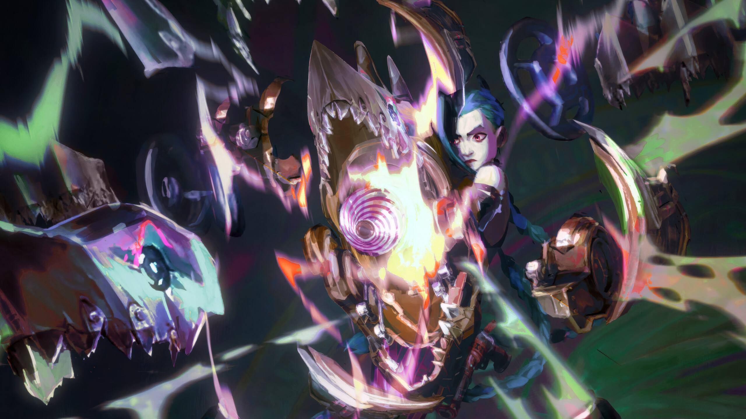 League Of Legends Arcane Jinx Rocket Launcher 4k Scenic Wallpaper 3840 ...
