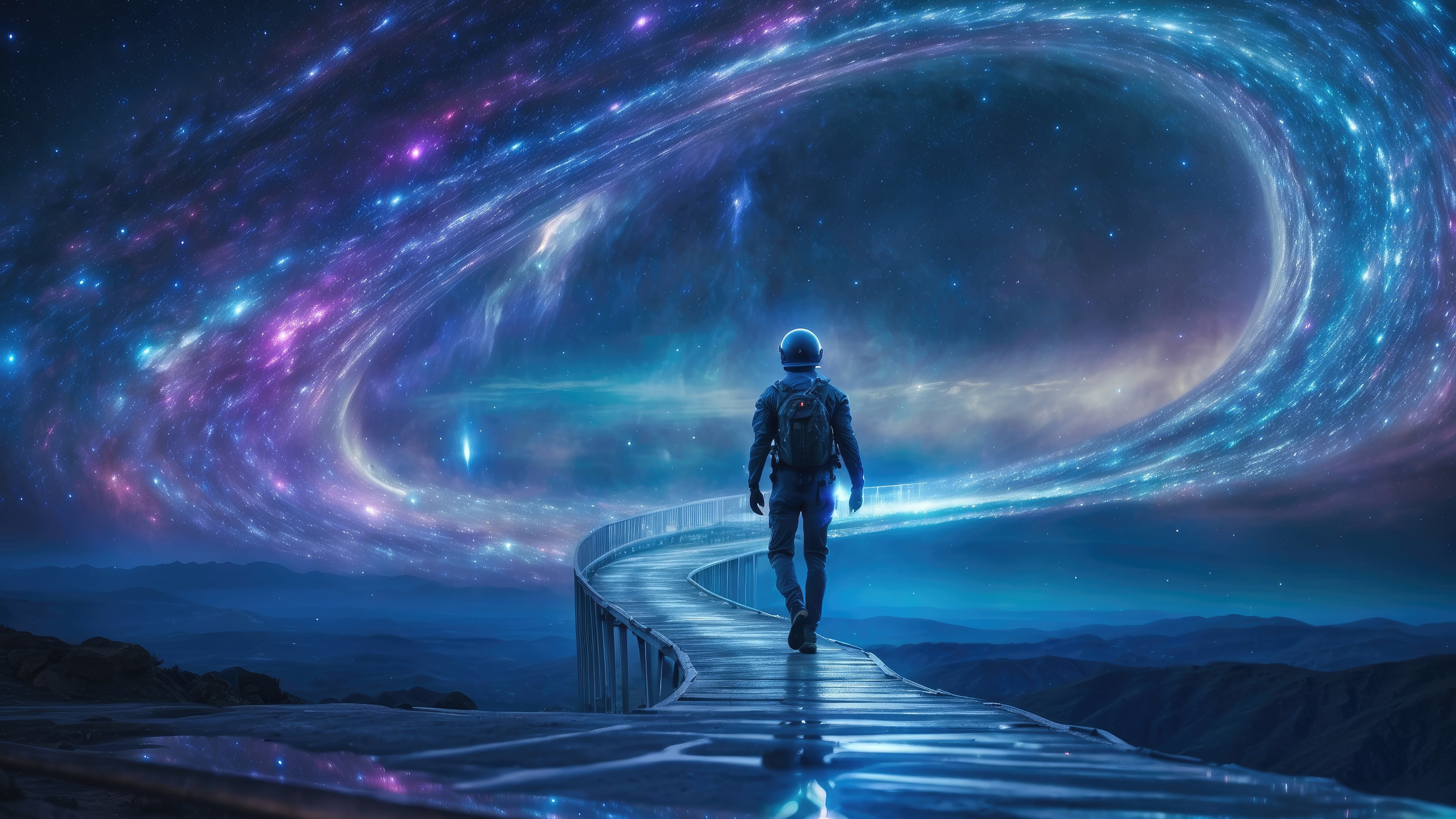 Ai Art Astronaut Walking Galaxy Space Stars 4k Wallpaper | PixieWall