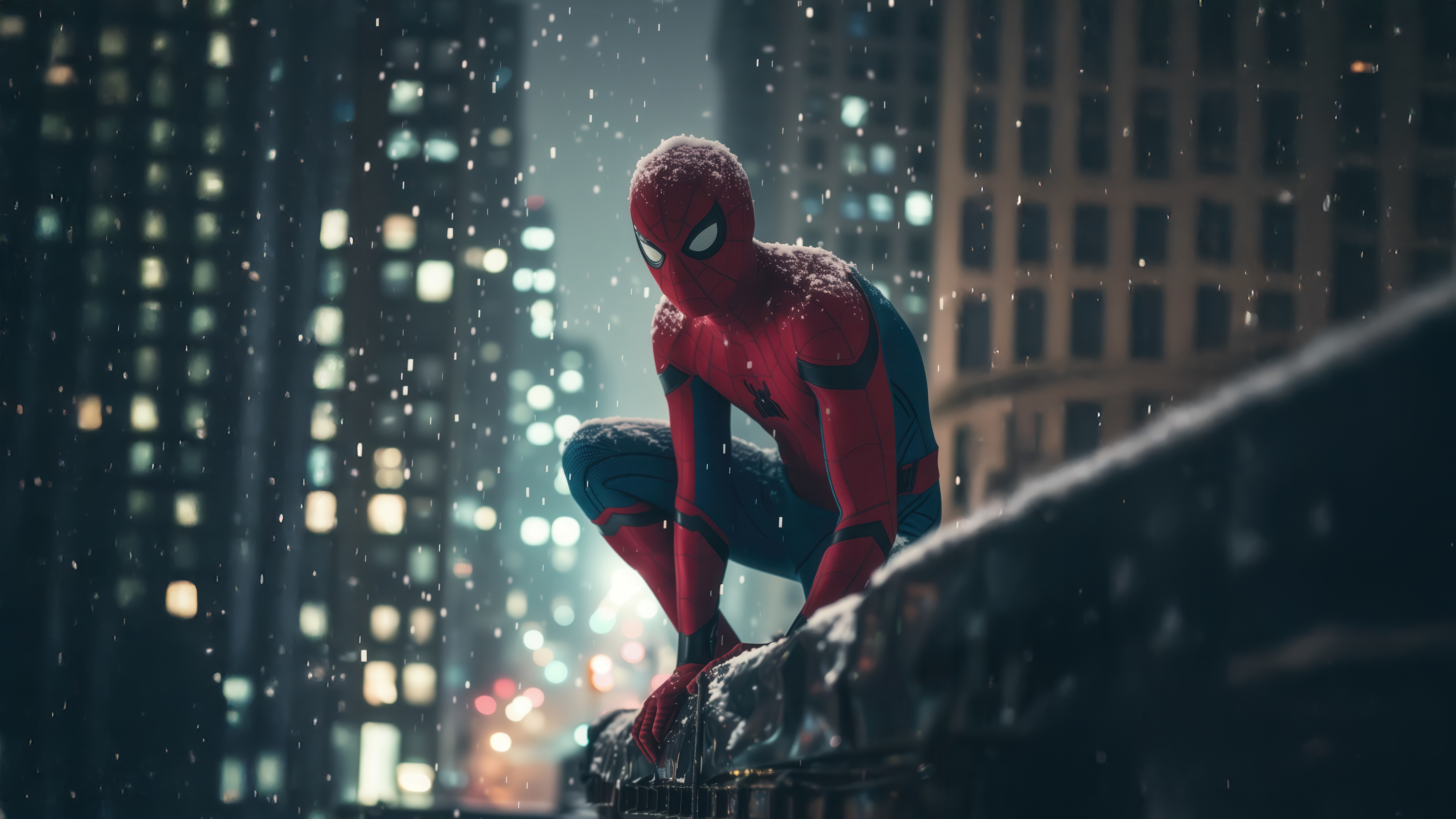 Spiderman City Silent Guardian 5k Wallpaper | PixieWall