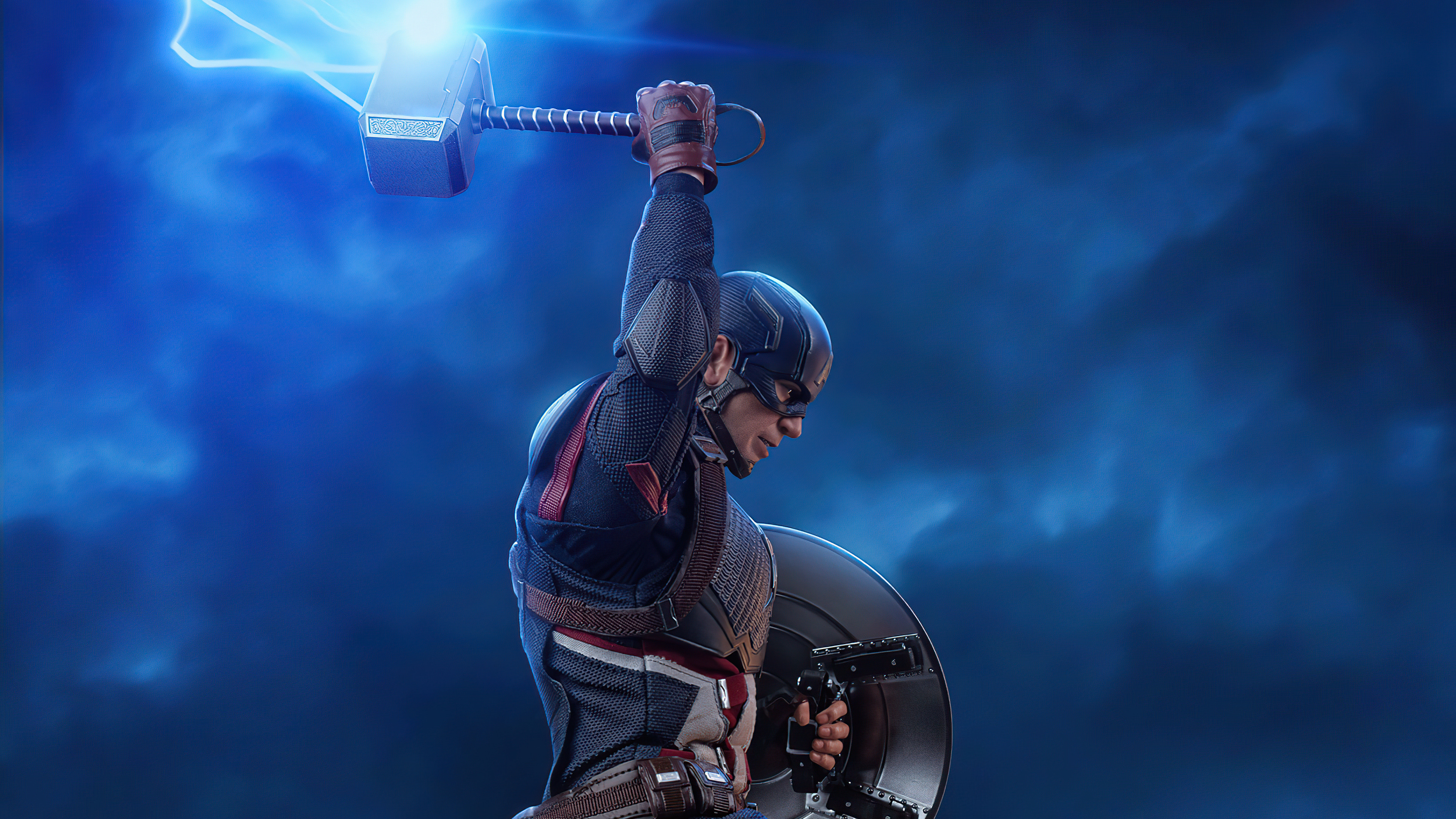 Captain America Wielding Thor Hammer Wallpaper | PixieWall