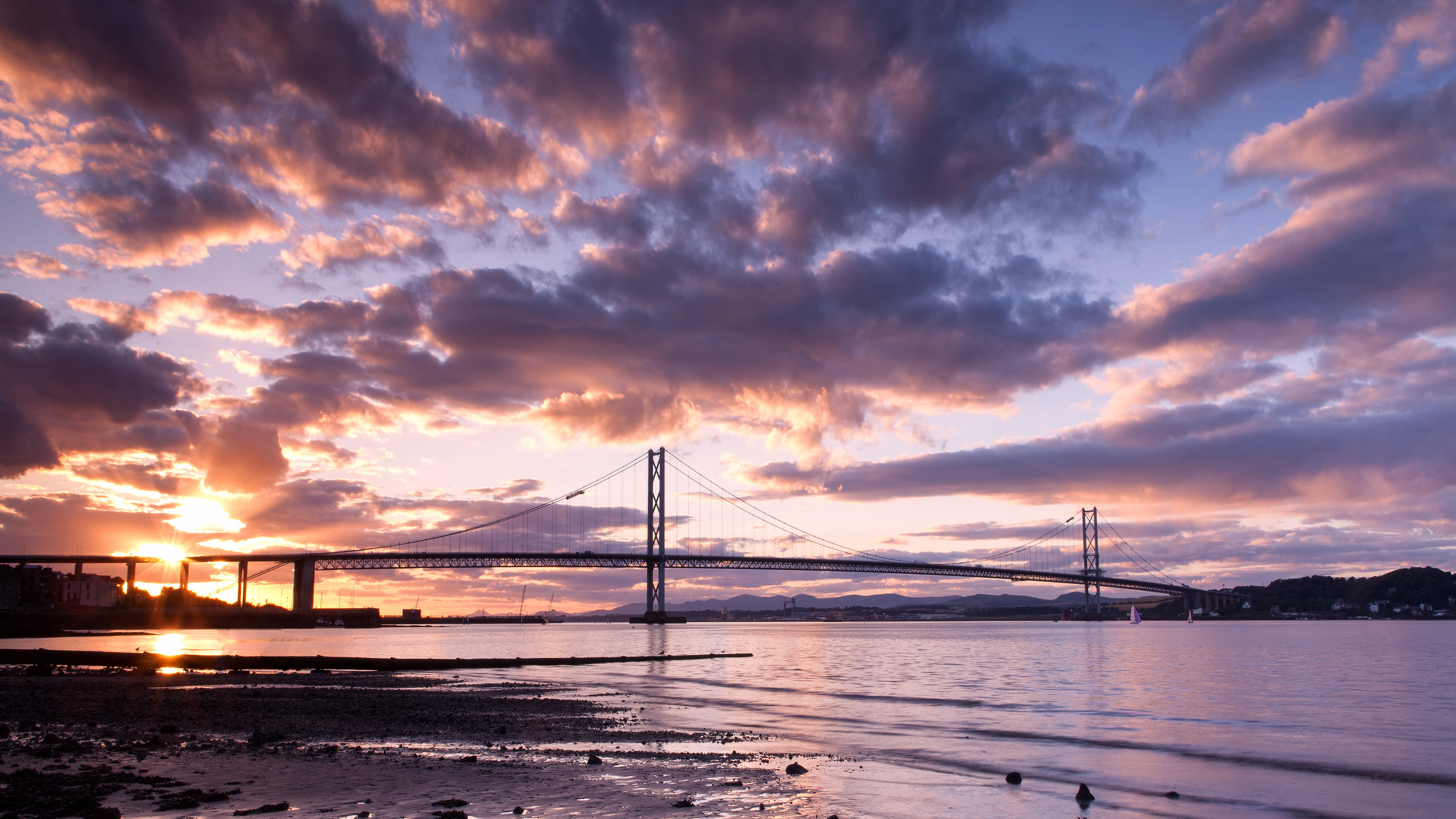 Akashi Kaikyo Bridge Japan Sea Sunset 4k Wallpaper | PixieWall