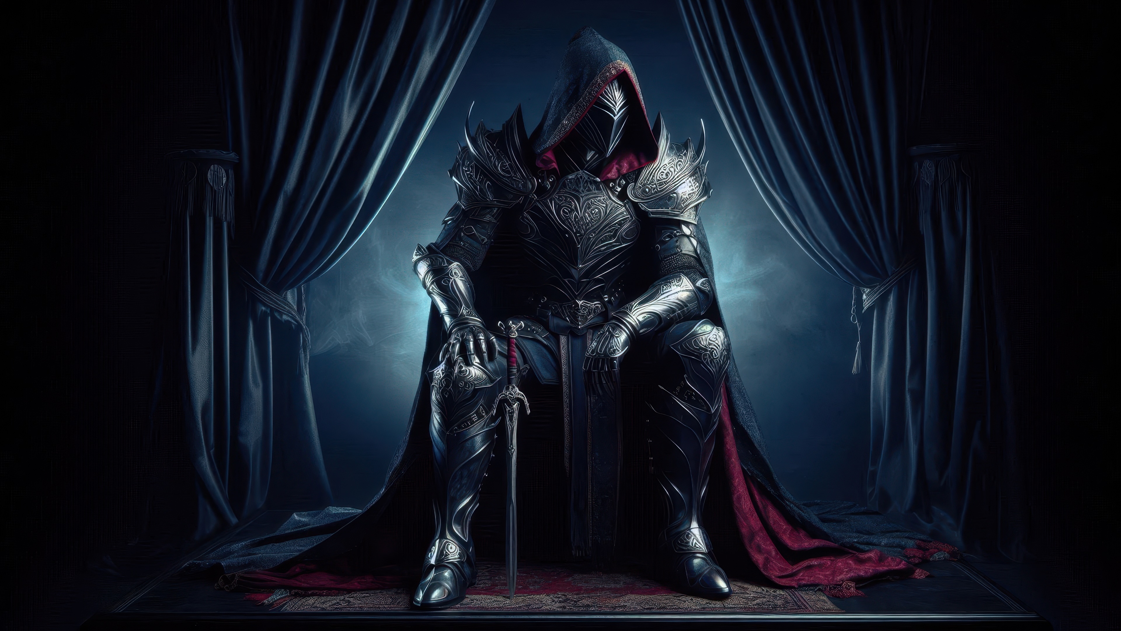 Knight Armor Gauntlets Hood Ai Art 4k Wallpaper | PixieWall