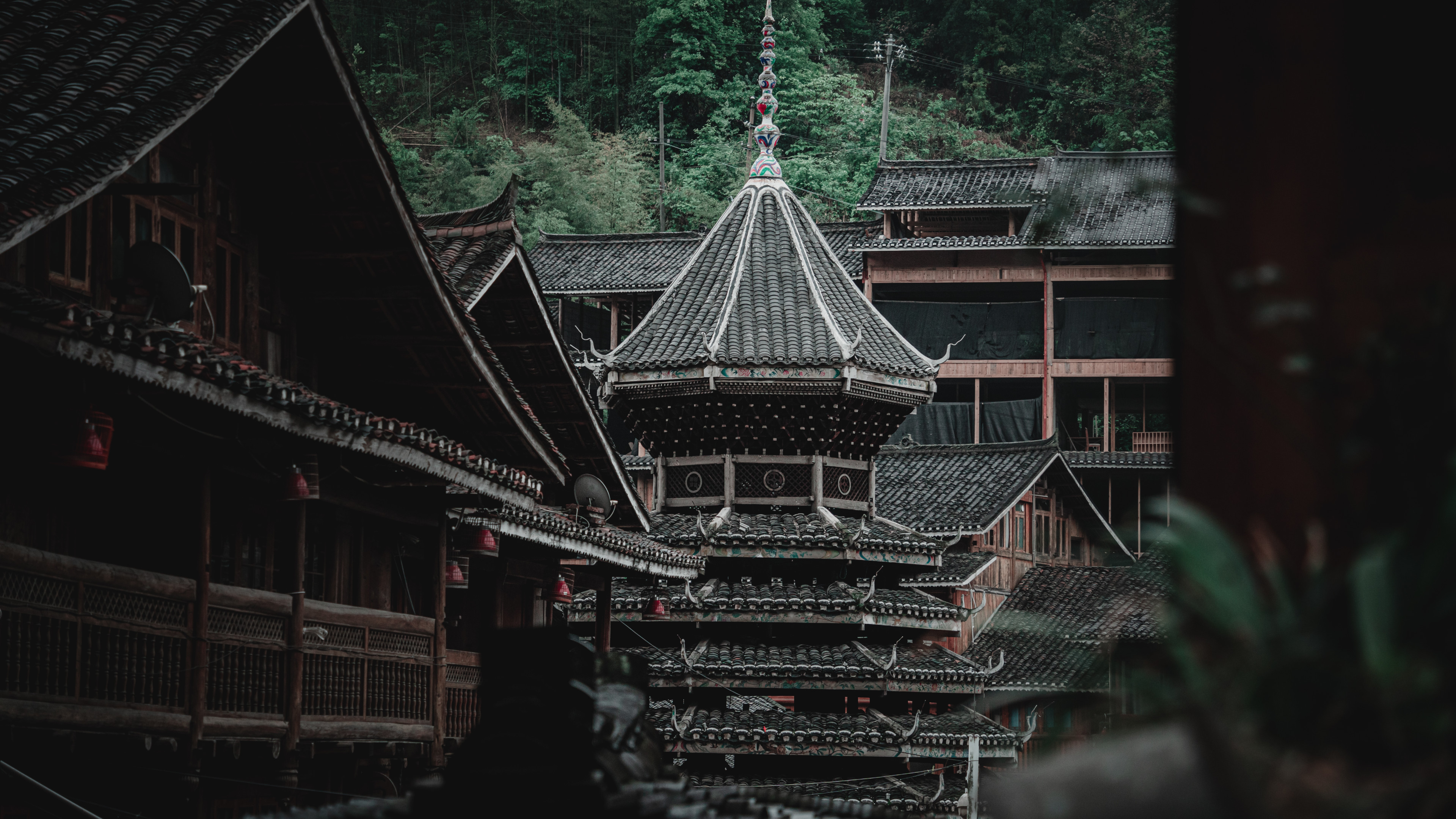 China Village Asian Architecture 4k Wallpaper | PixieWall