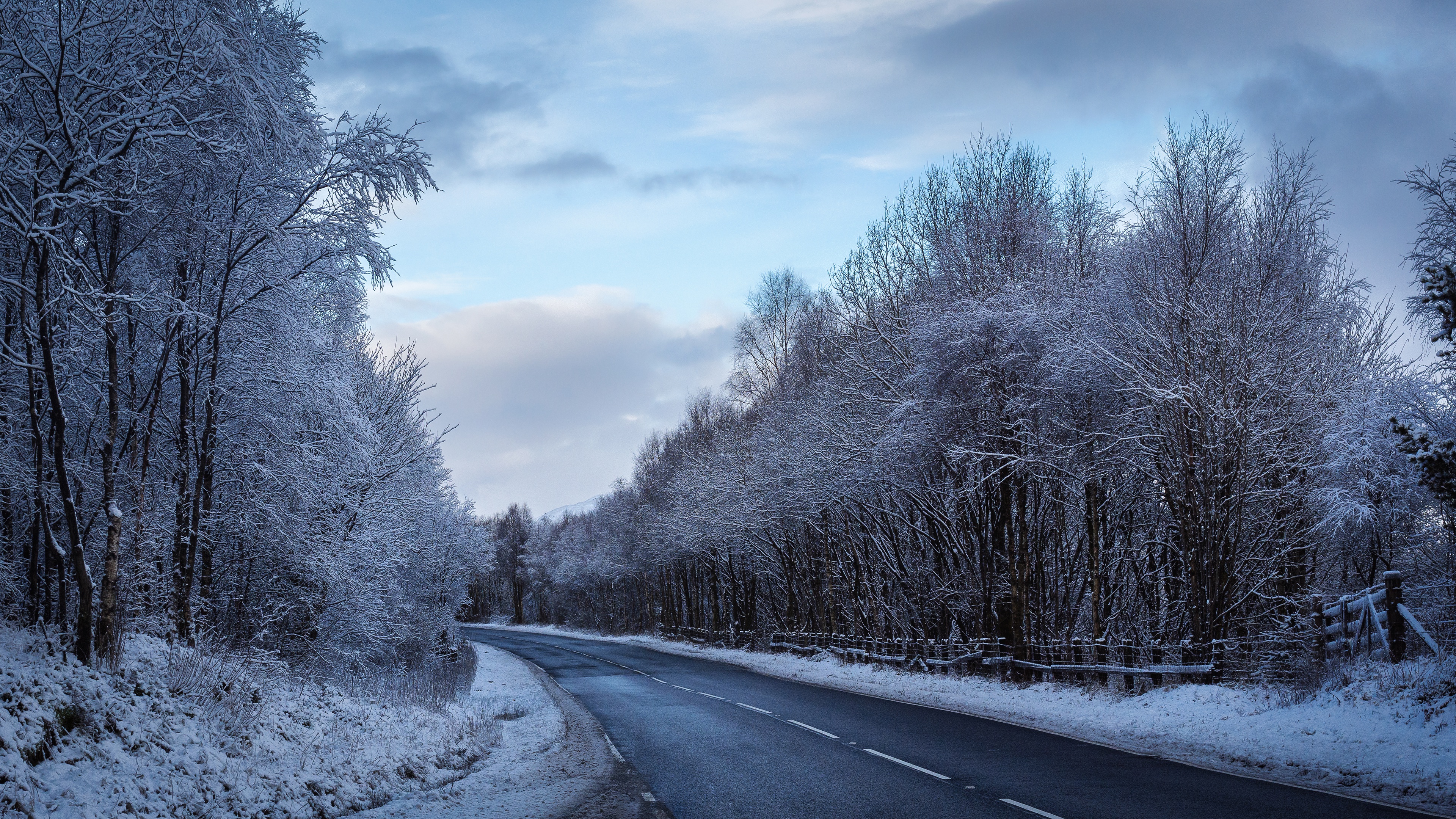 Frozen Road Through Winter Landscape 4k Wallpaper | PixieWall