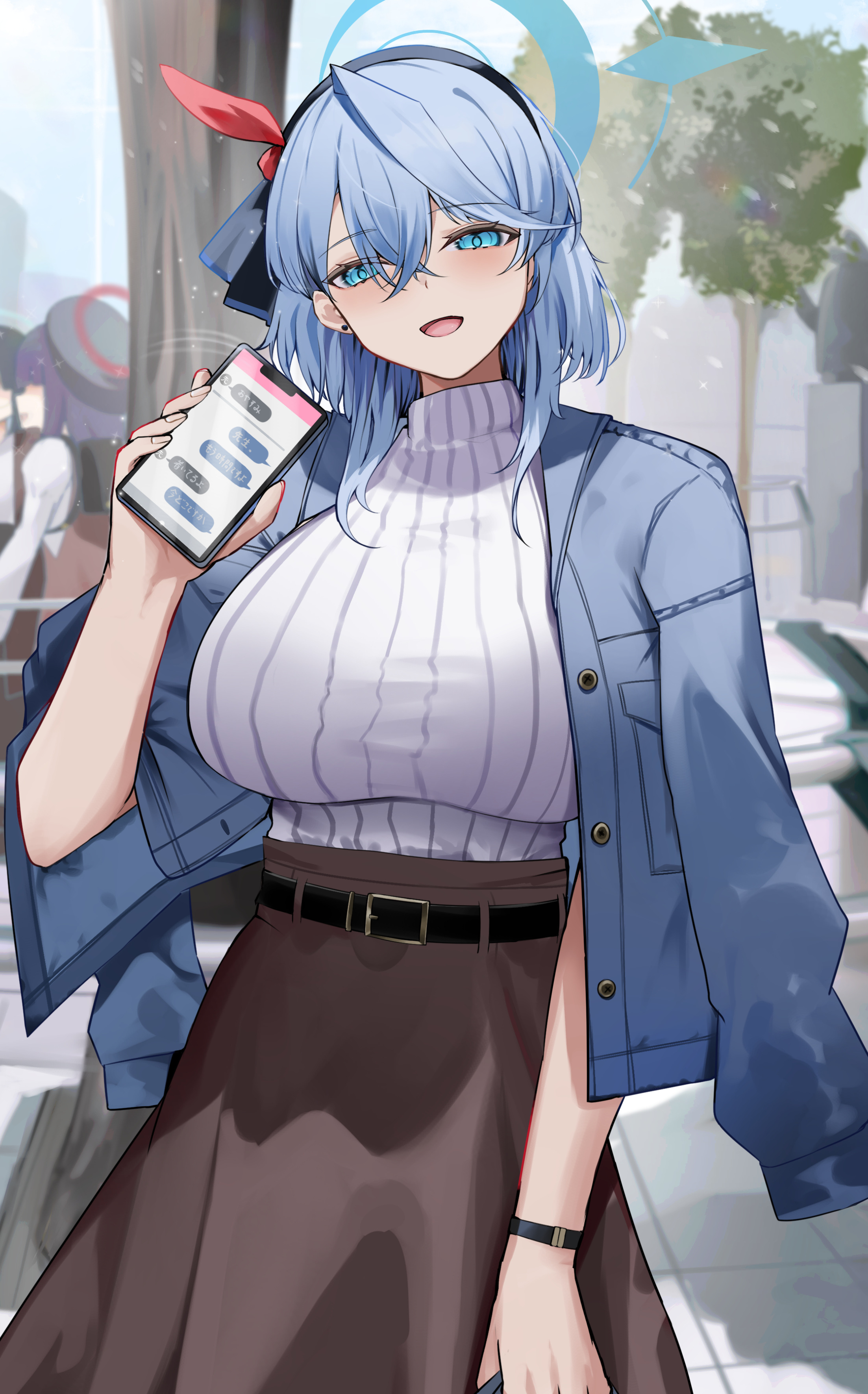 Amau Ako Blue Archive Casual Outfit Phone Wallpaper | PixieWall