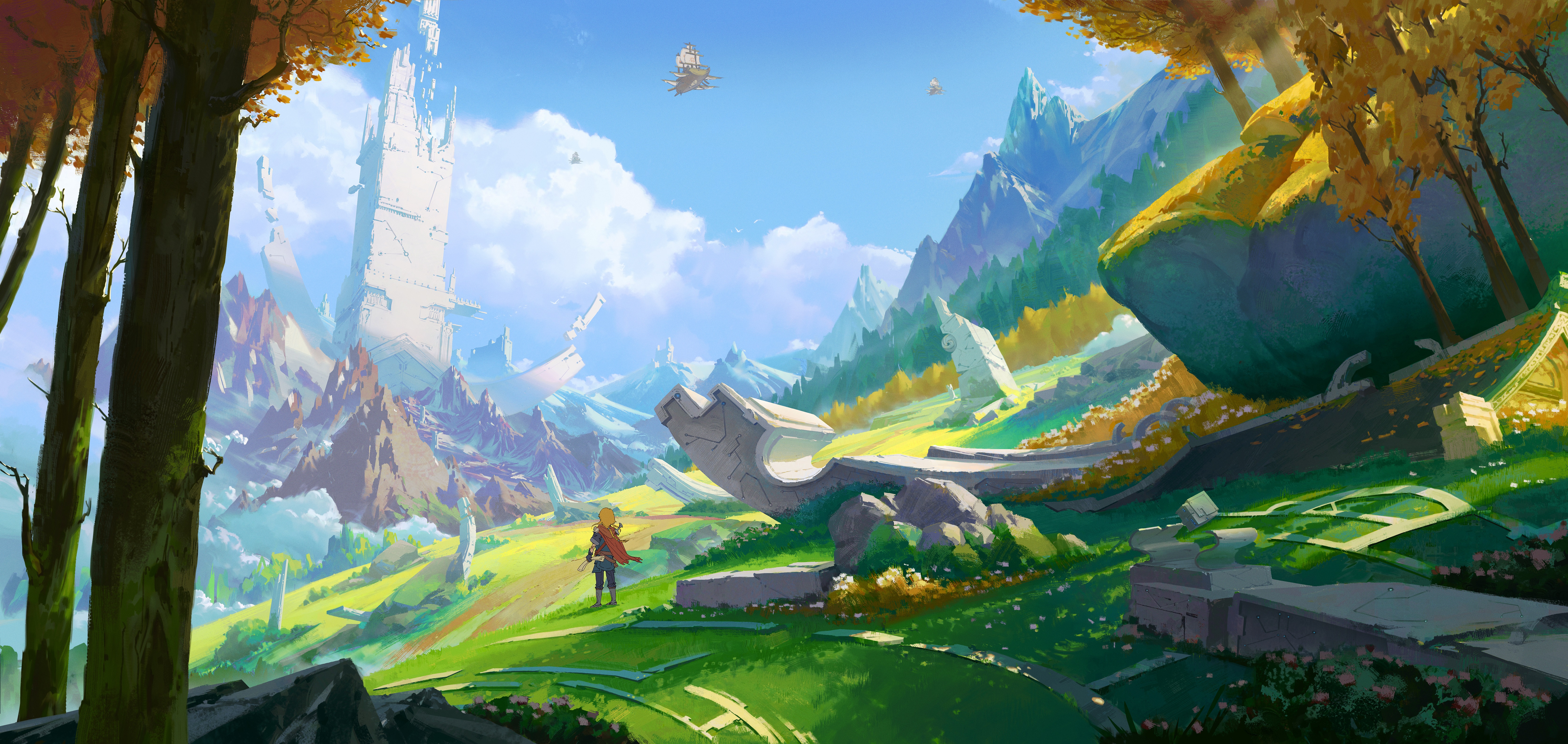 Warrior Traveling In Fantasy World 4K & 5K Ultrawide Wallpaper