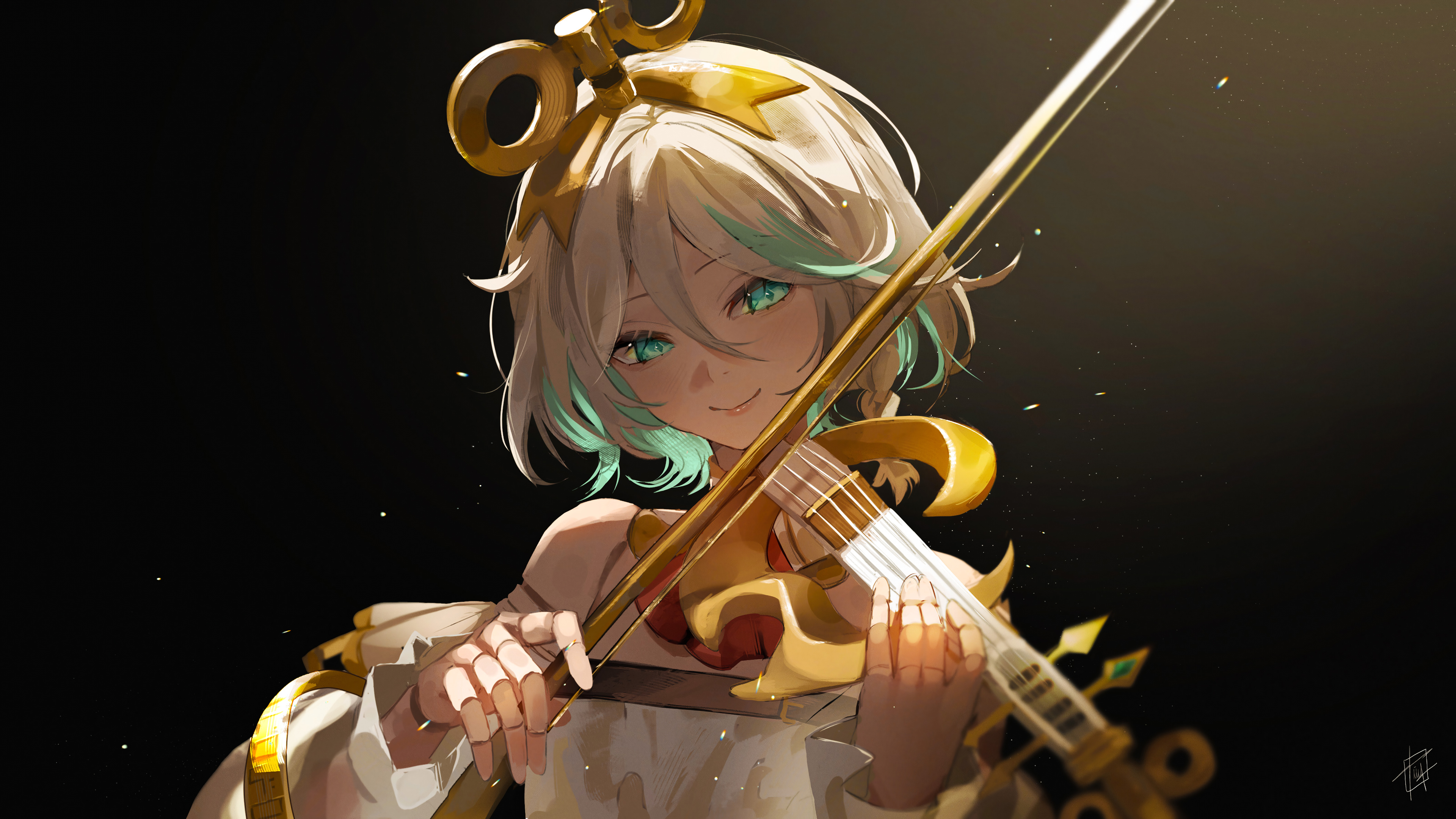 Cecilia Immergreen Holding Violin 4k Wallpaper | PixieWall
