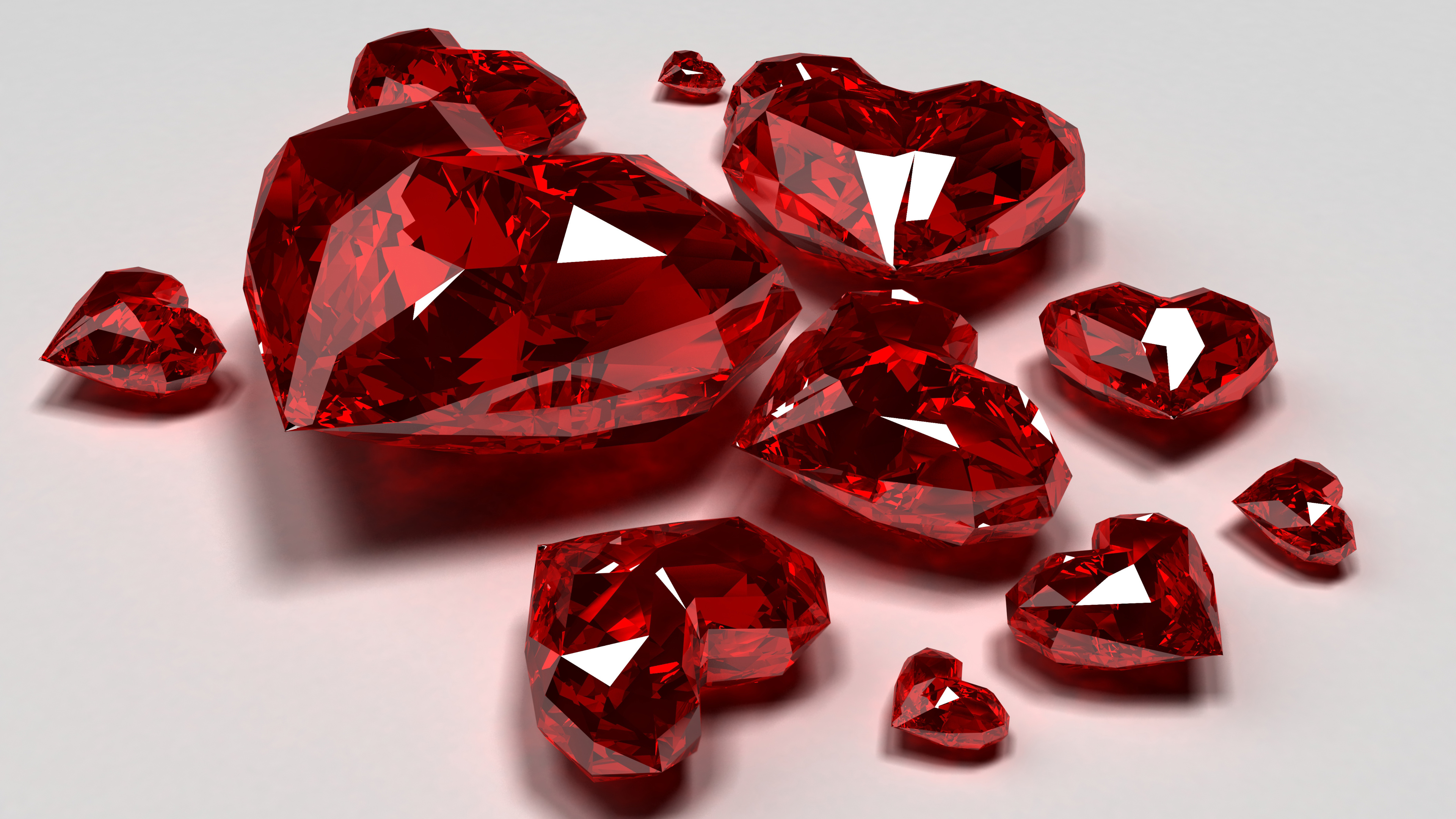 Red Heart Shaped Gemstones Ruby Wallpaper | PixieWall