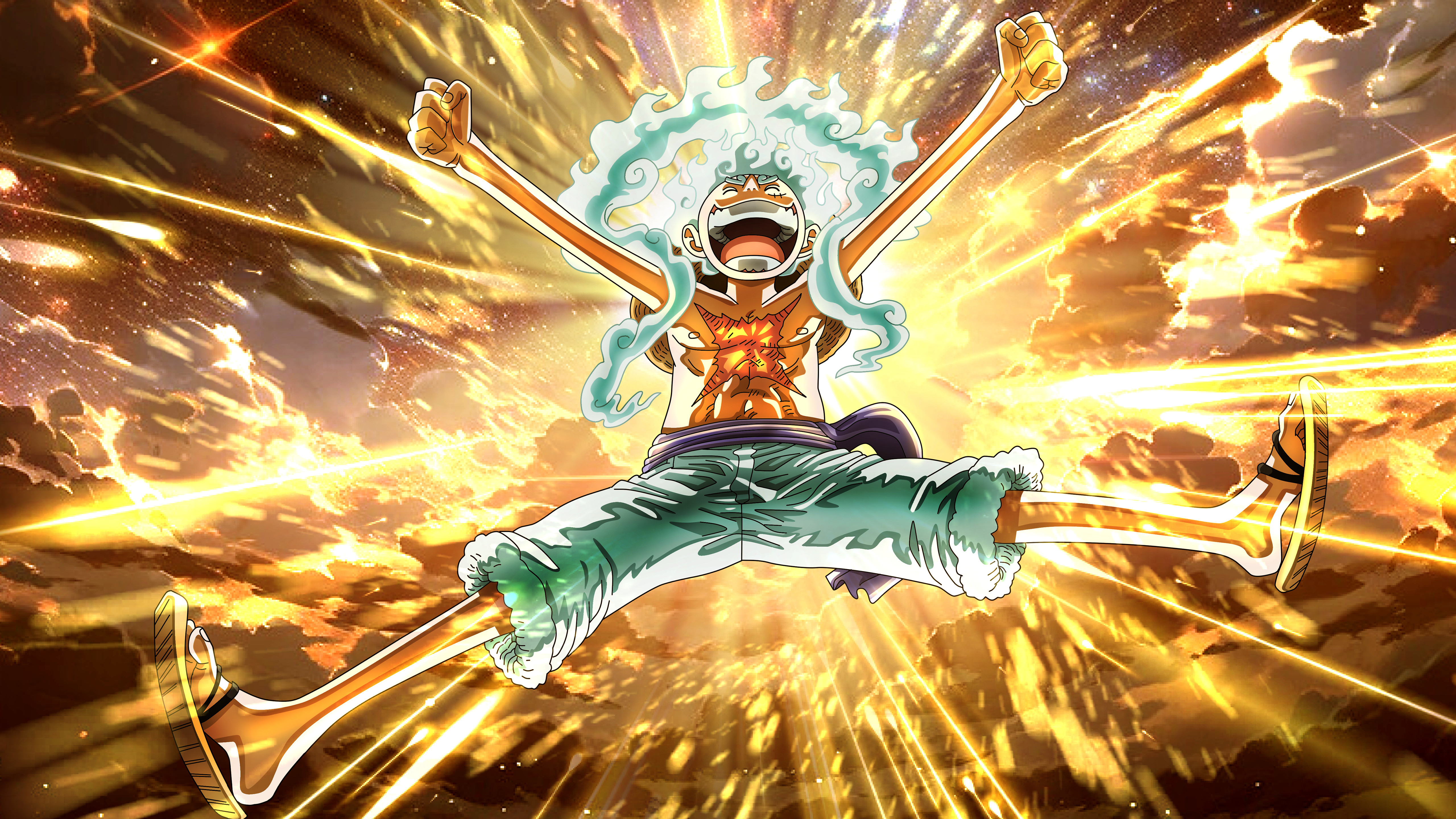 Luffy Gear Five One Piece Awakened Power 4K & 5K Wallpaper | PixieWall
