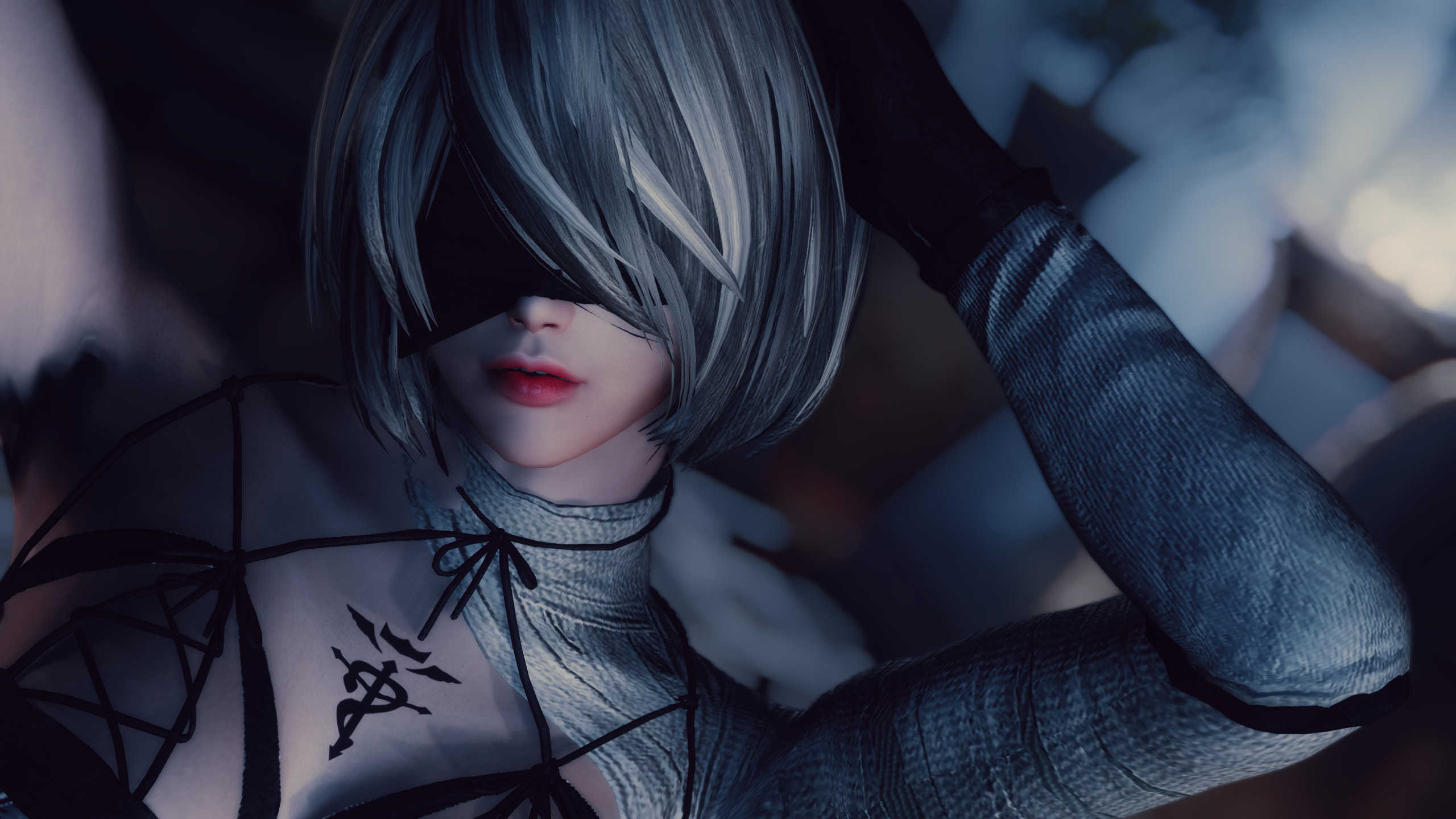 Nier Automata 2b Tattoo 2k Scenic Wallpaper 2560 x 1440 | PixieWall