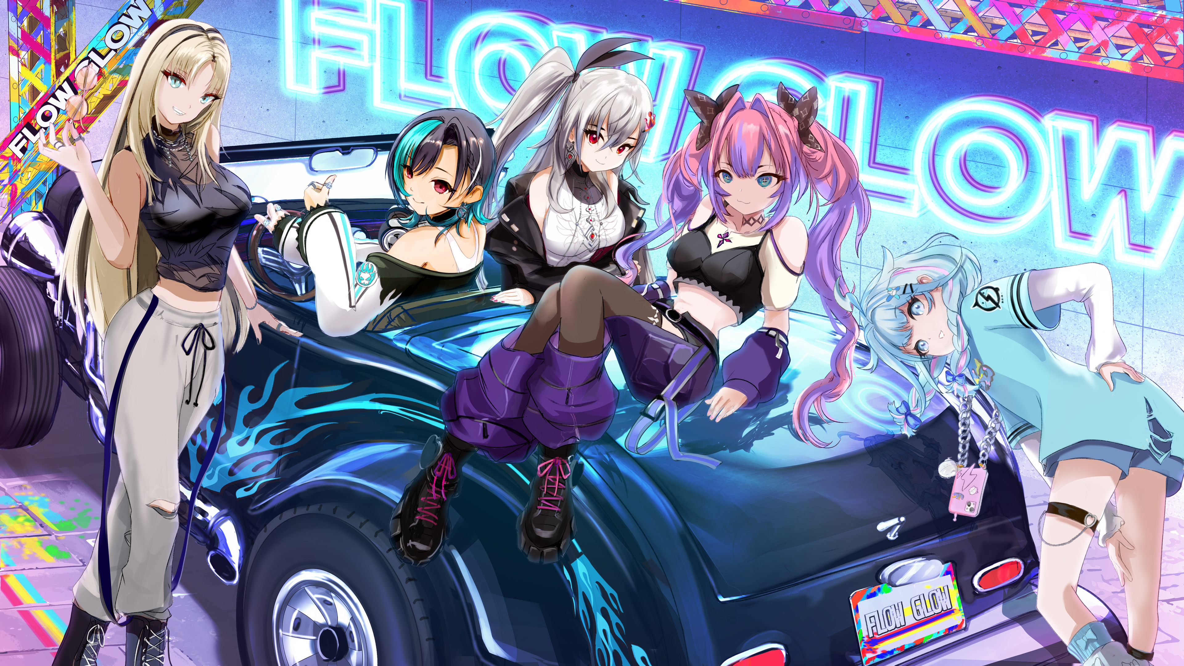 Flow Glow Hololive Dev Is Members Neon 4k Wallpaper | PixieWall