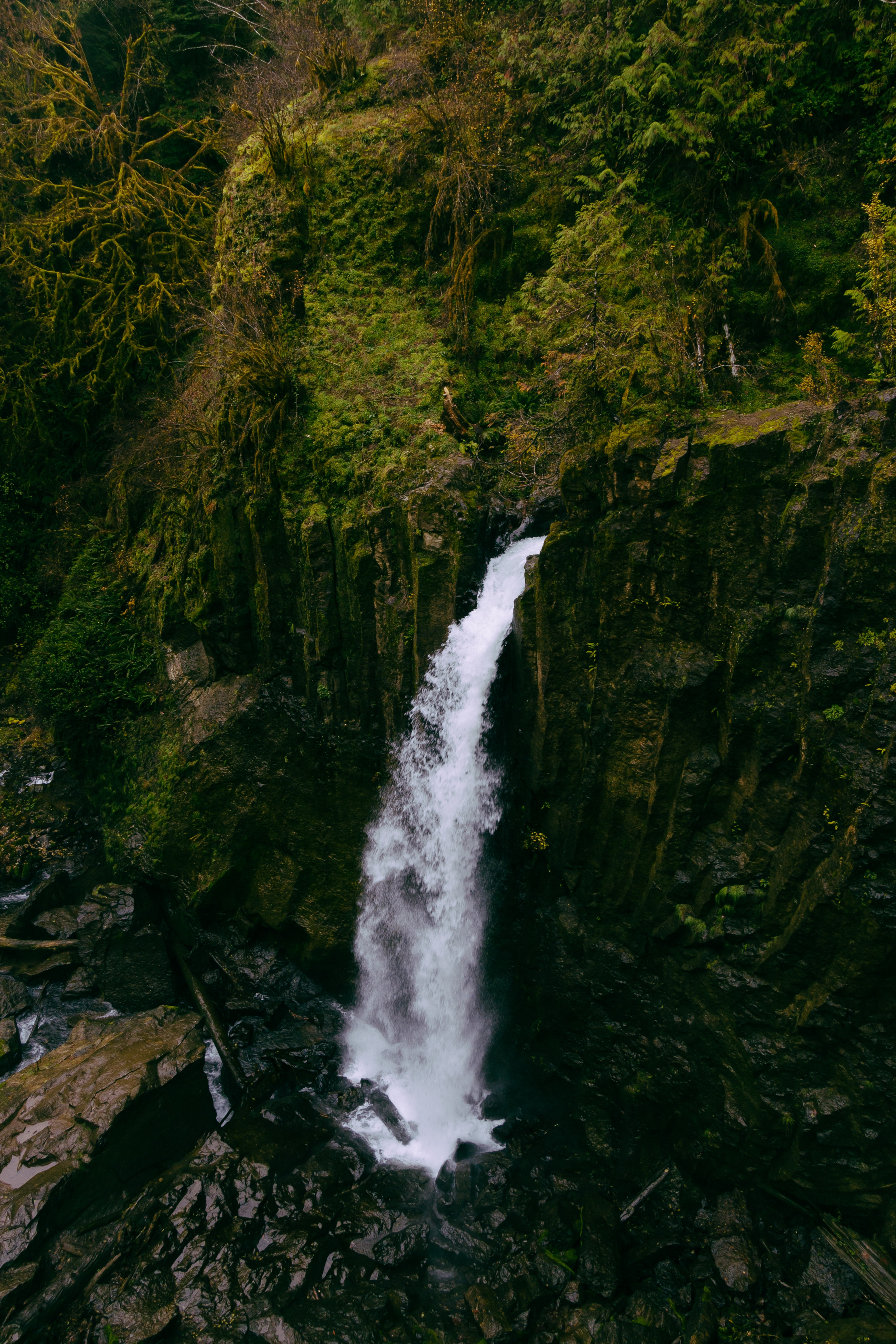 Mossy Cliff Rocks Waterfall 4k Phone Wallpaper | PixieWall