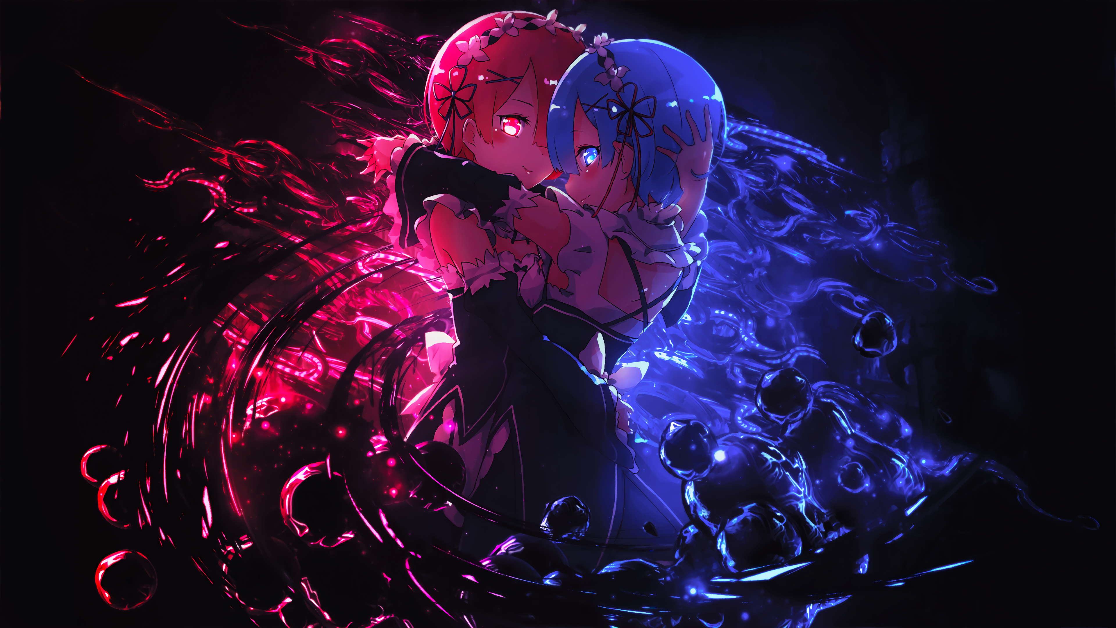 Ram And Rem Re Zero Siblings Hugging 4k Wallpaper | PixieWall