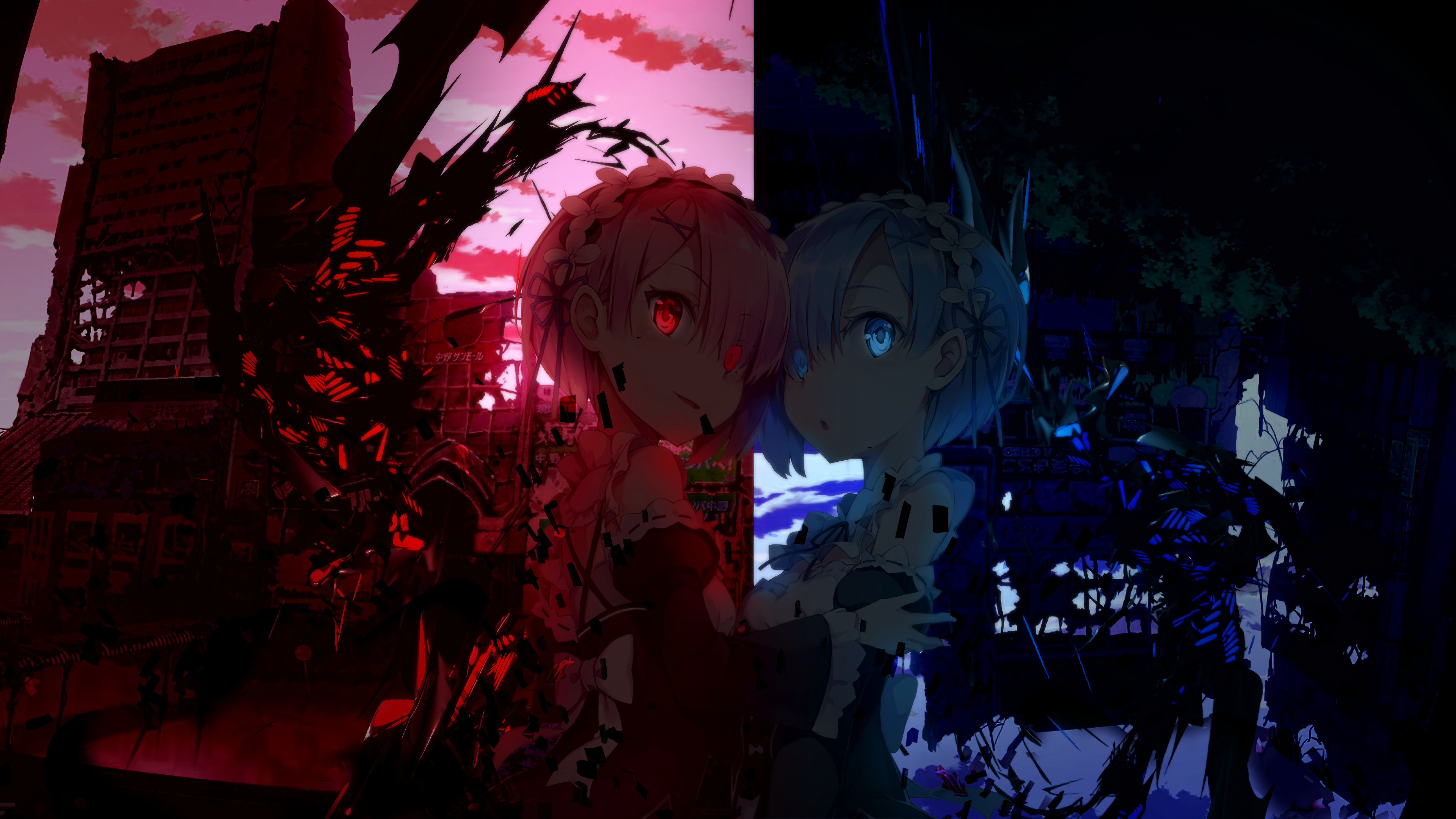 Rem Ram Re Zero Glowing Eyes 4k Wallpaper | PixieWall
