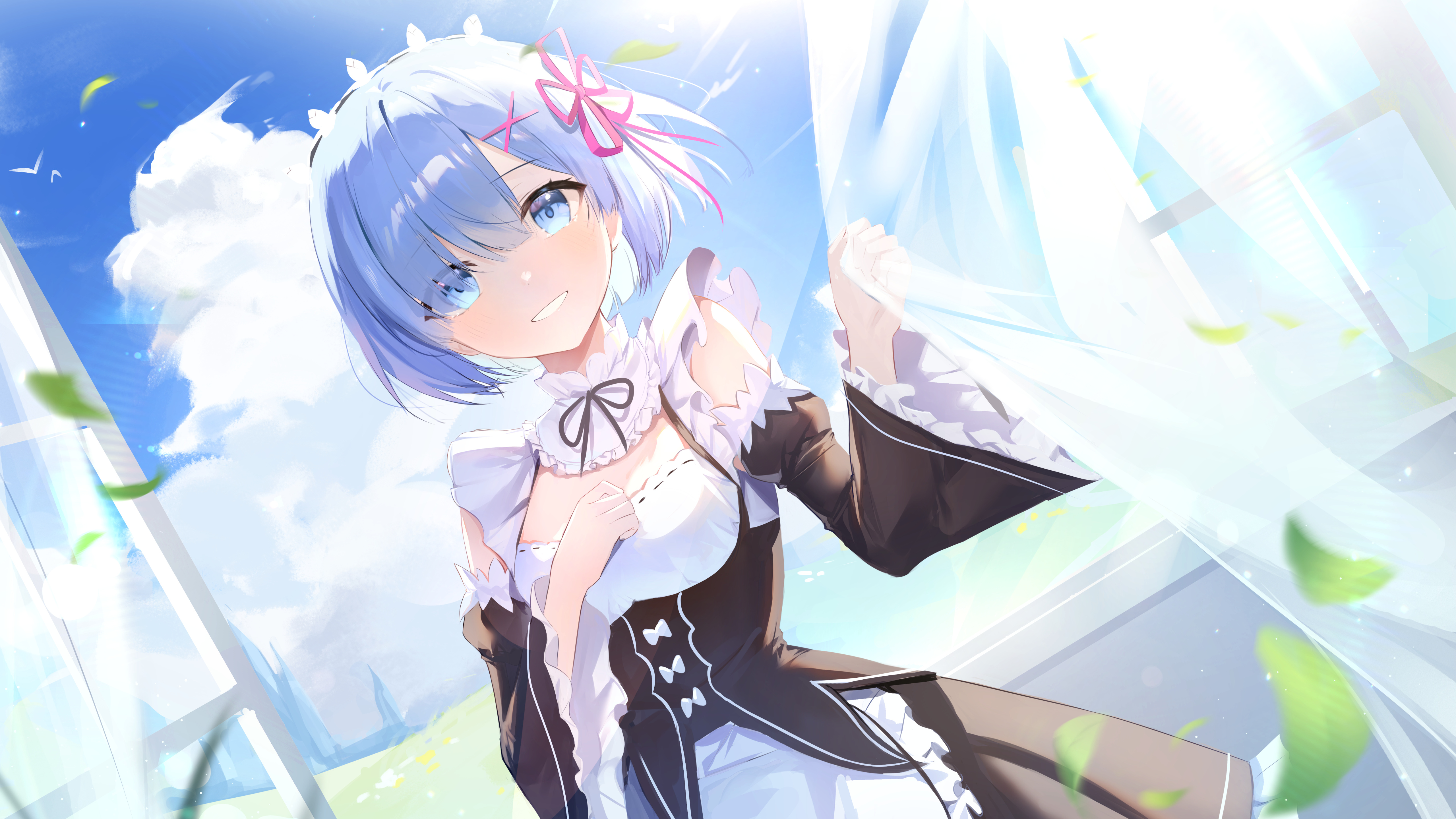 Rem Re Zero Smiling Maid 4K & 5K Wallpaper | PixieWall