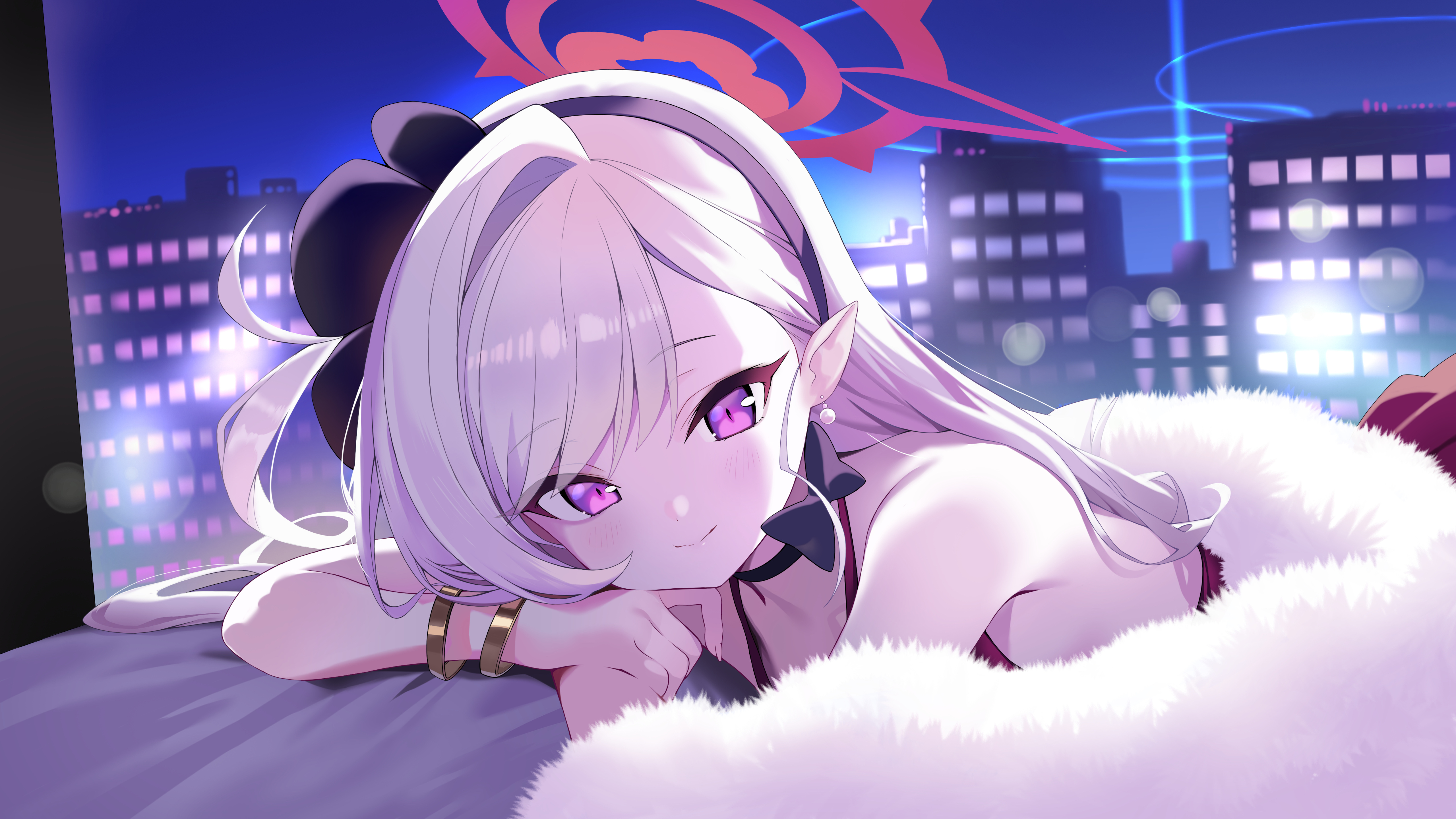 Asagi Mutsuki Blue Archive Night City 4K & 5K Wallpaper | PixieWall