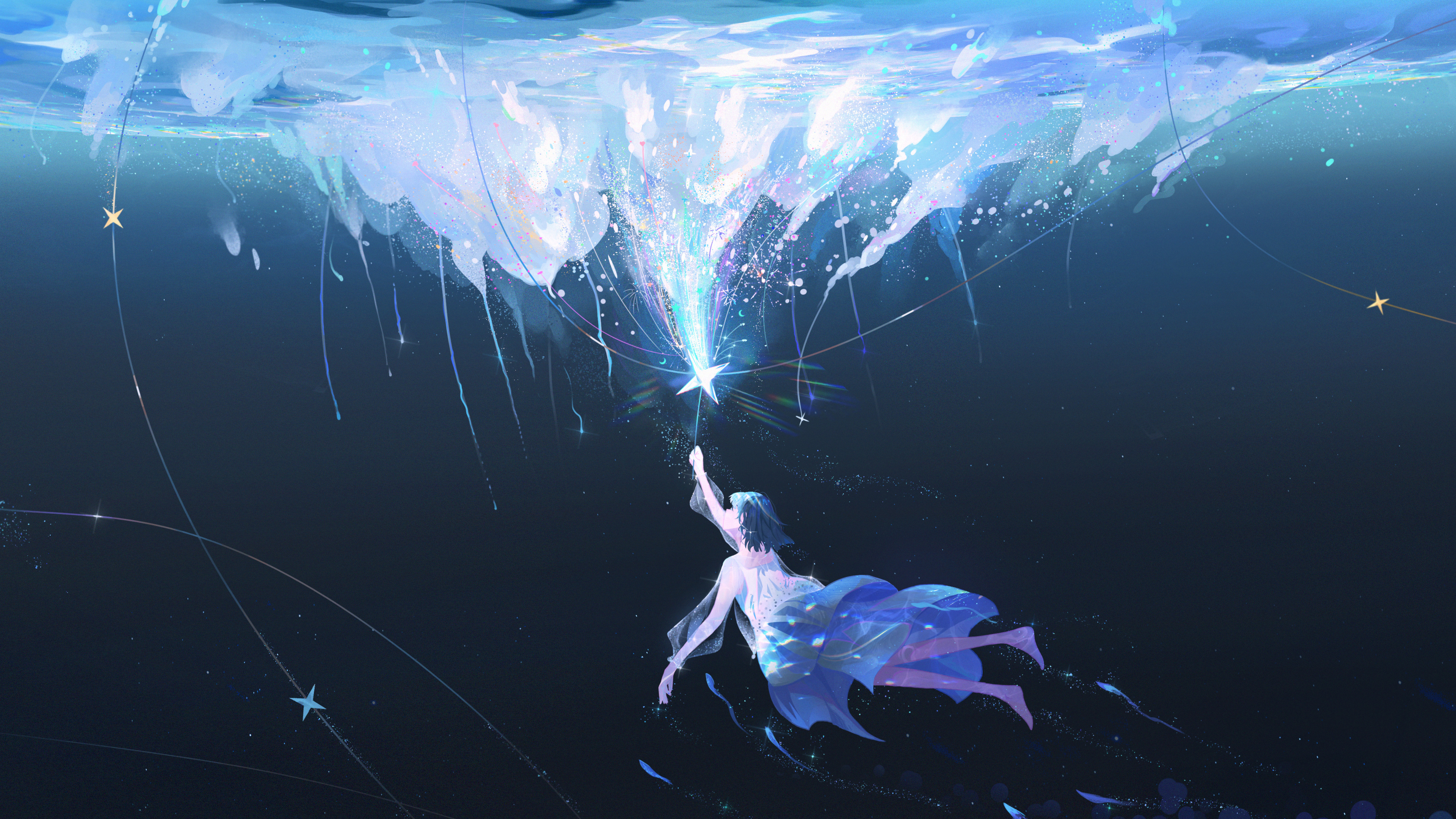 Girl Swimming Underwater White Dress 4k Wallpaper | PixieWall