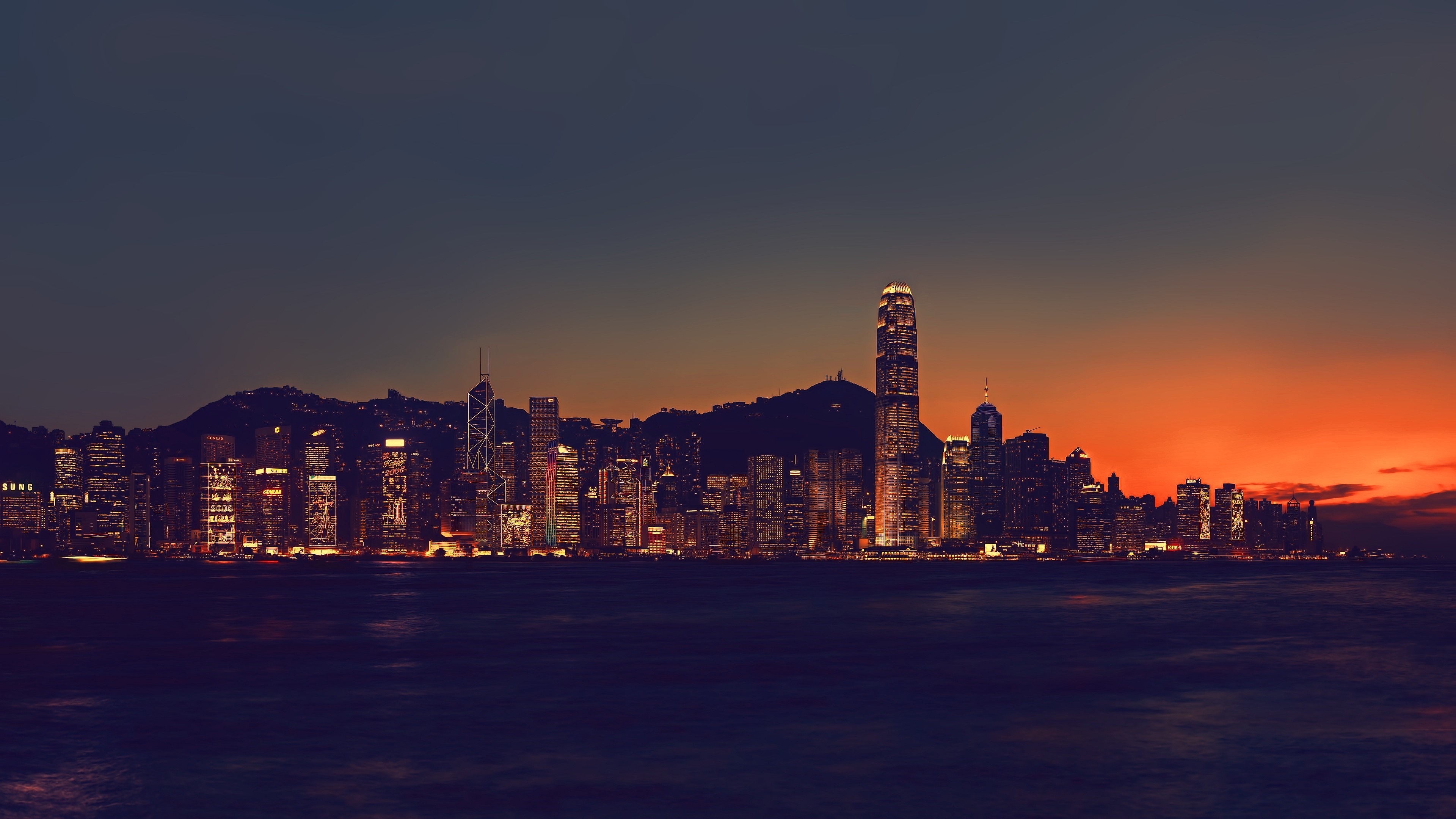Hong Kong Skyline Sunset 4k Wallpaper | PixieWall