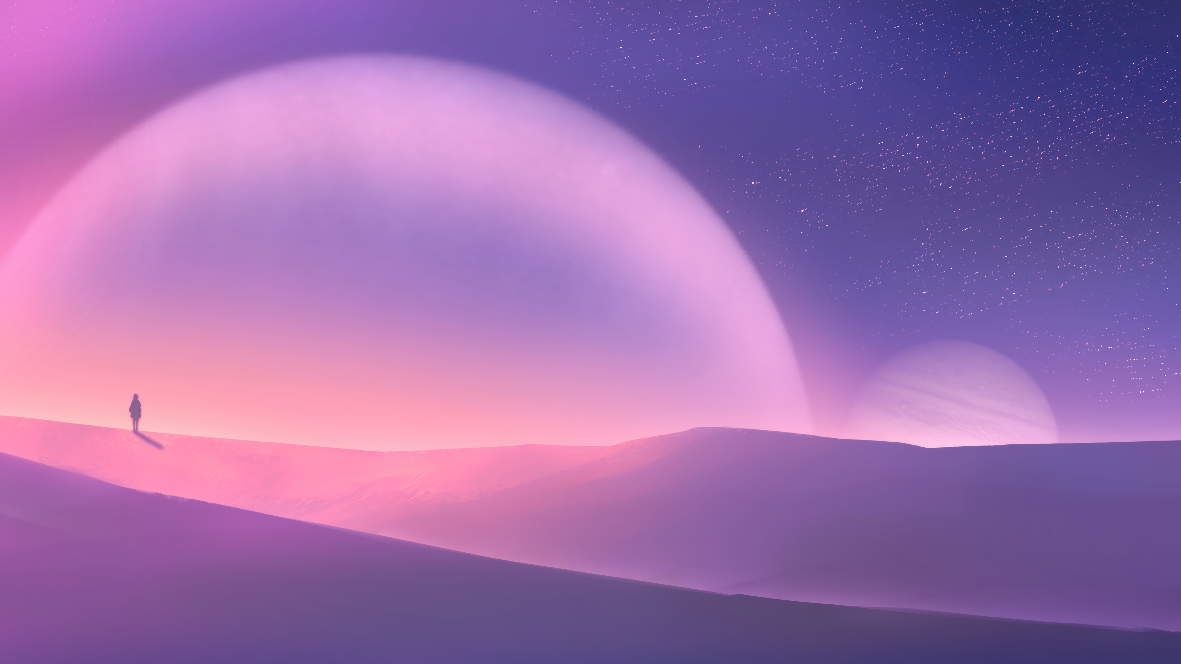 Surreal Desert Dunes Purple Night 4k Wallpaper | PixieWall