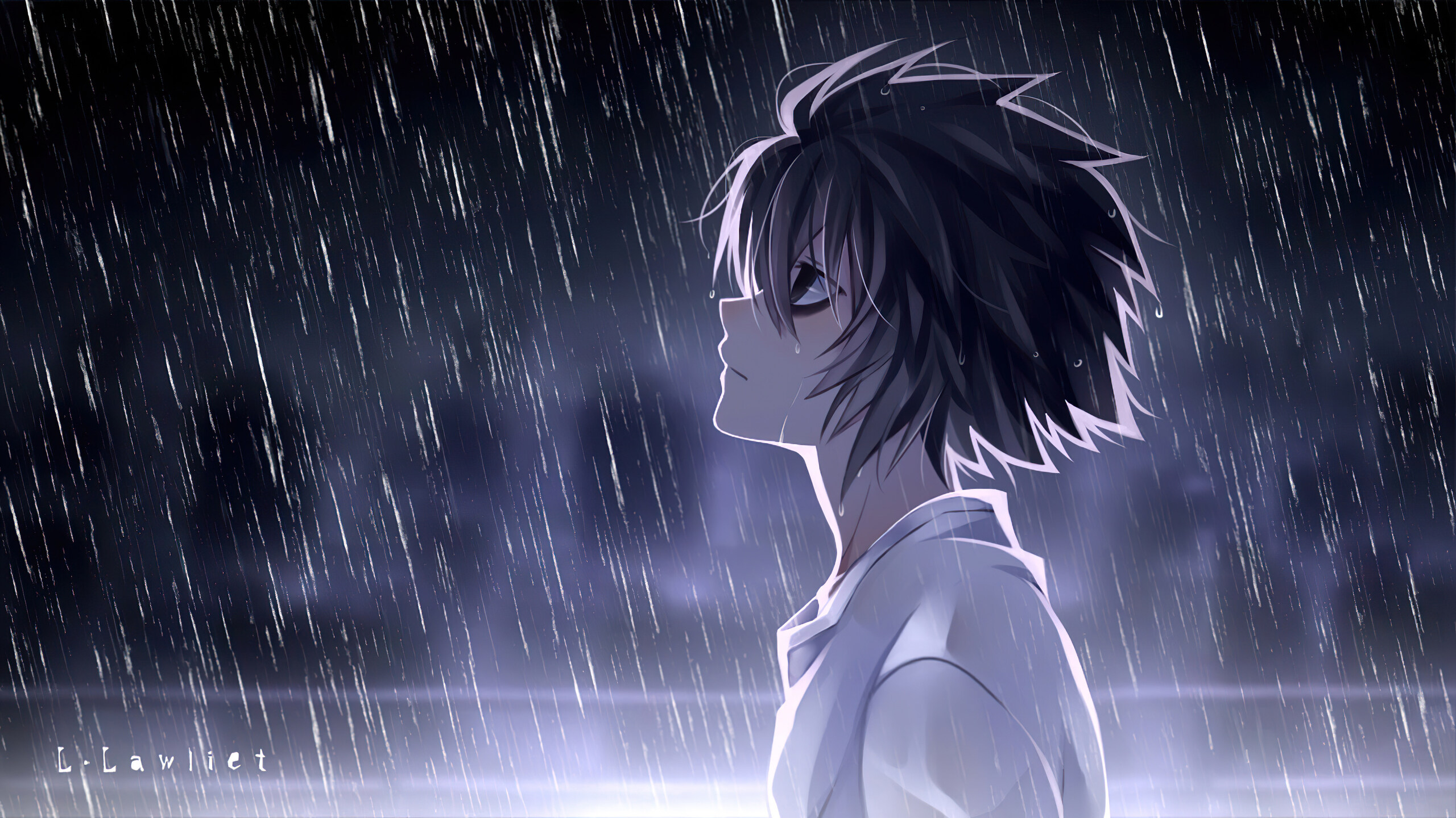 L Death Note Rain 4k Wallpaper | PixieWall