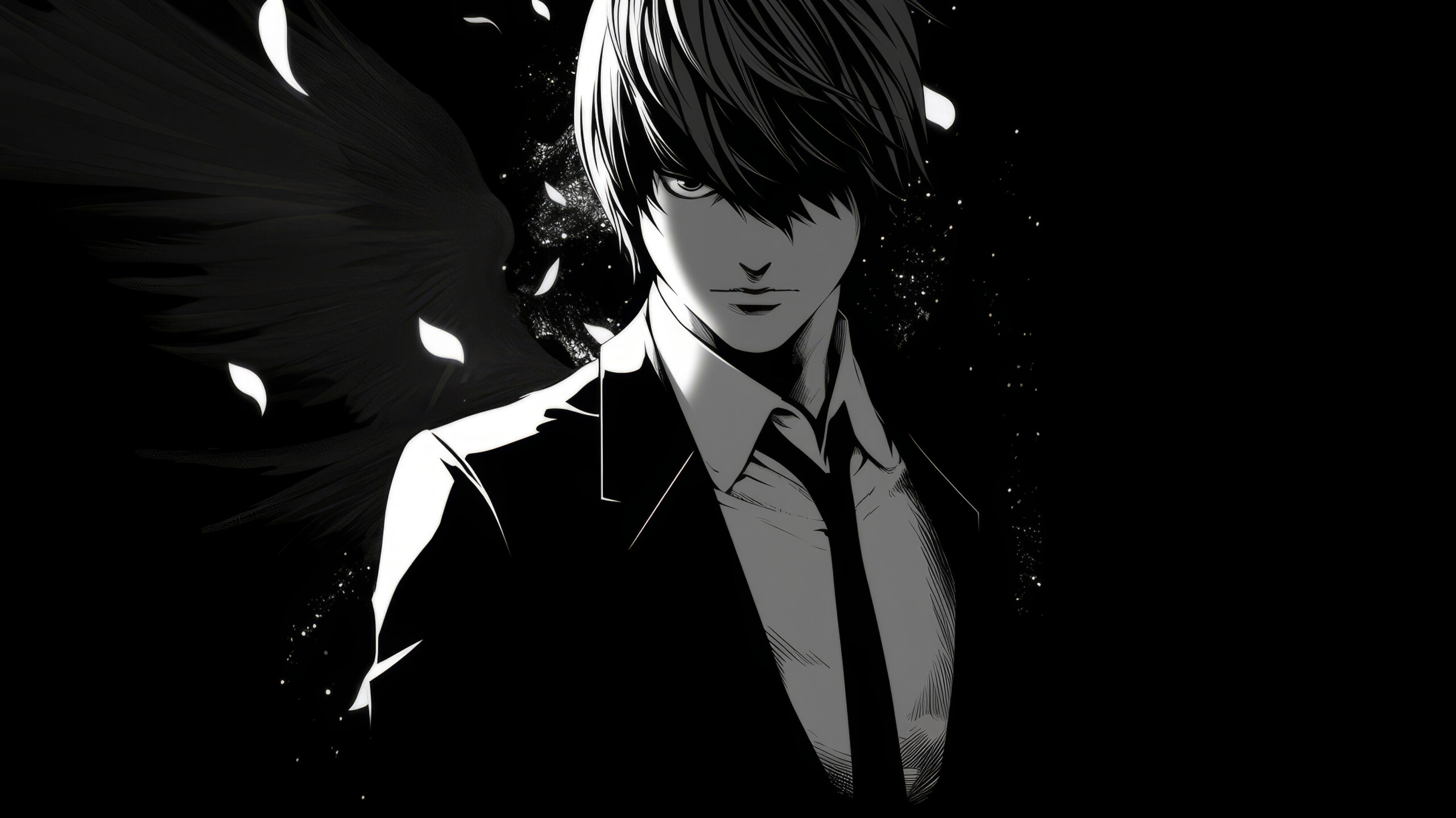 Light Yagami Death Note Monochrome Wallpaper | PixieWall