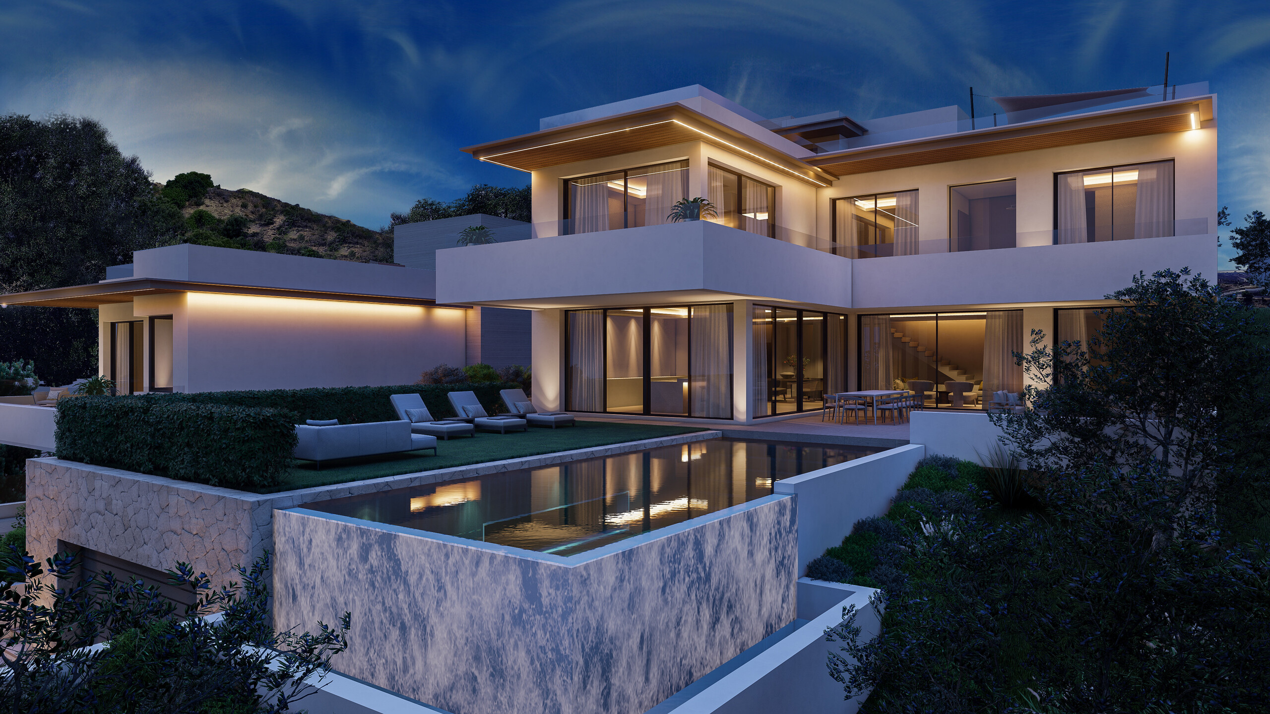 Villa Marbella Modern Architecture 4k Wallpaper | PixieWall