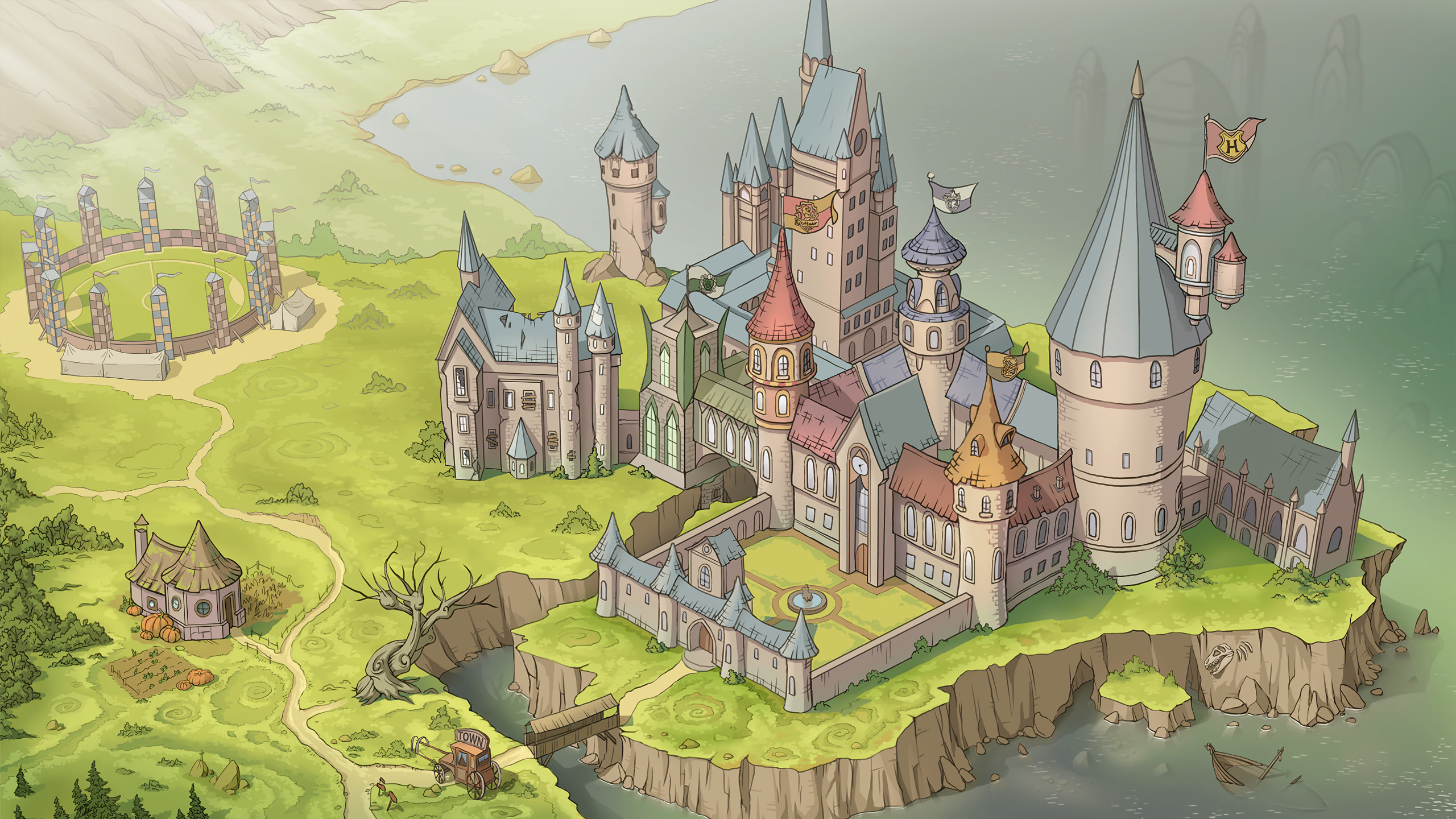 Hogwarts Castle Sun Rays Harry Potter 4k Wallpaper | PixieWall