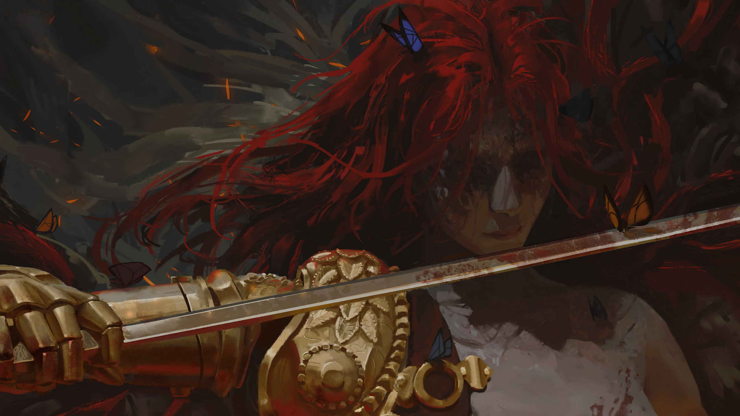 Malenia Goddess Of Rot Elden Ring Golden Armor 4k Wallpaper