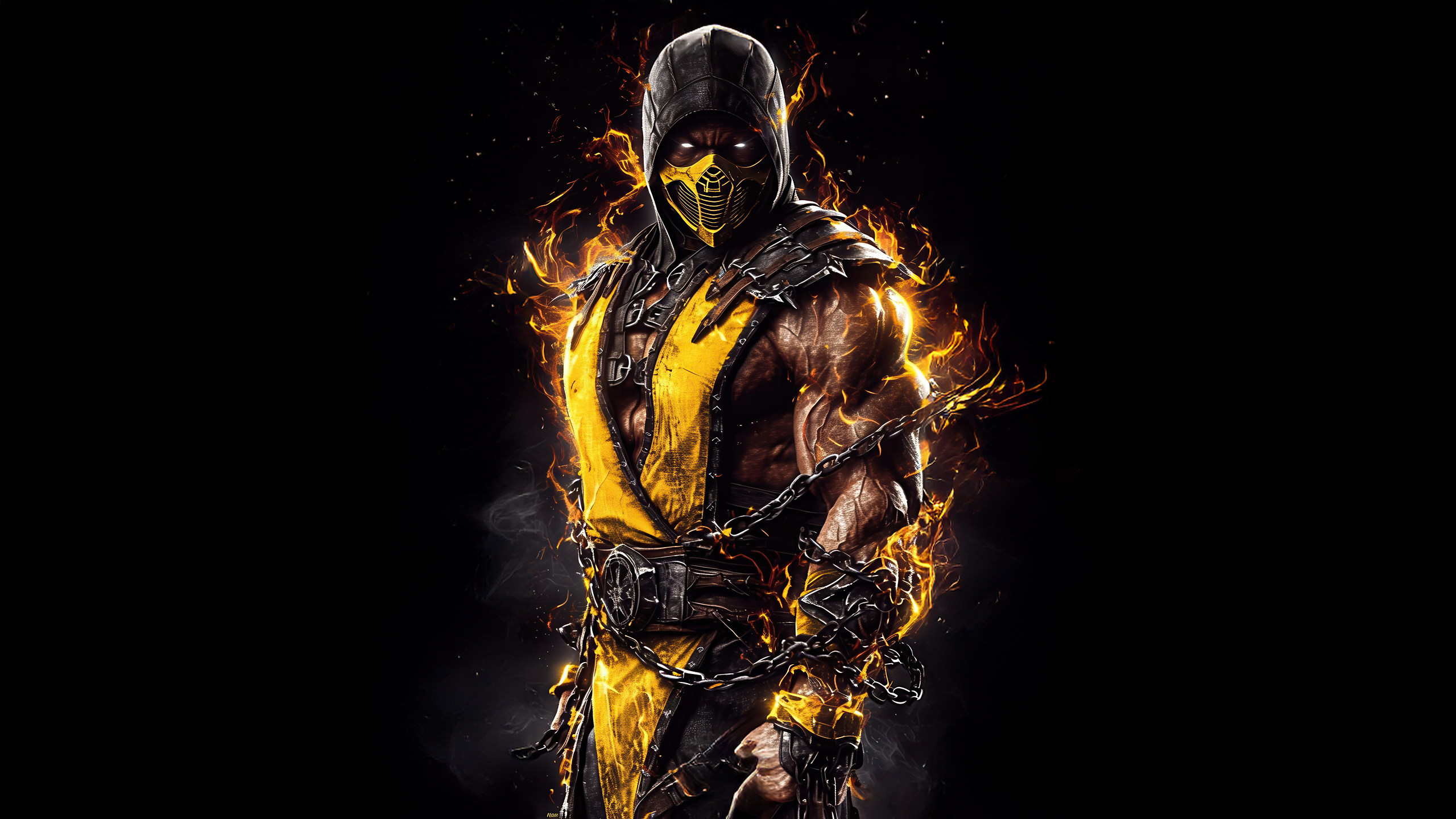 Scorpion Mortal Kombat Power Aura 4K & 5K Wallpaper | PixieWall