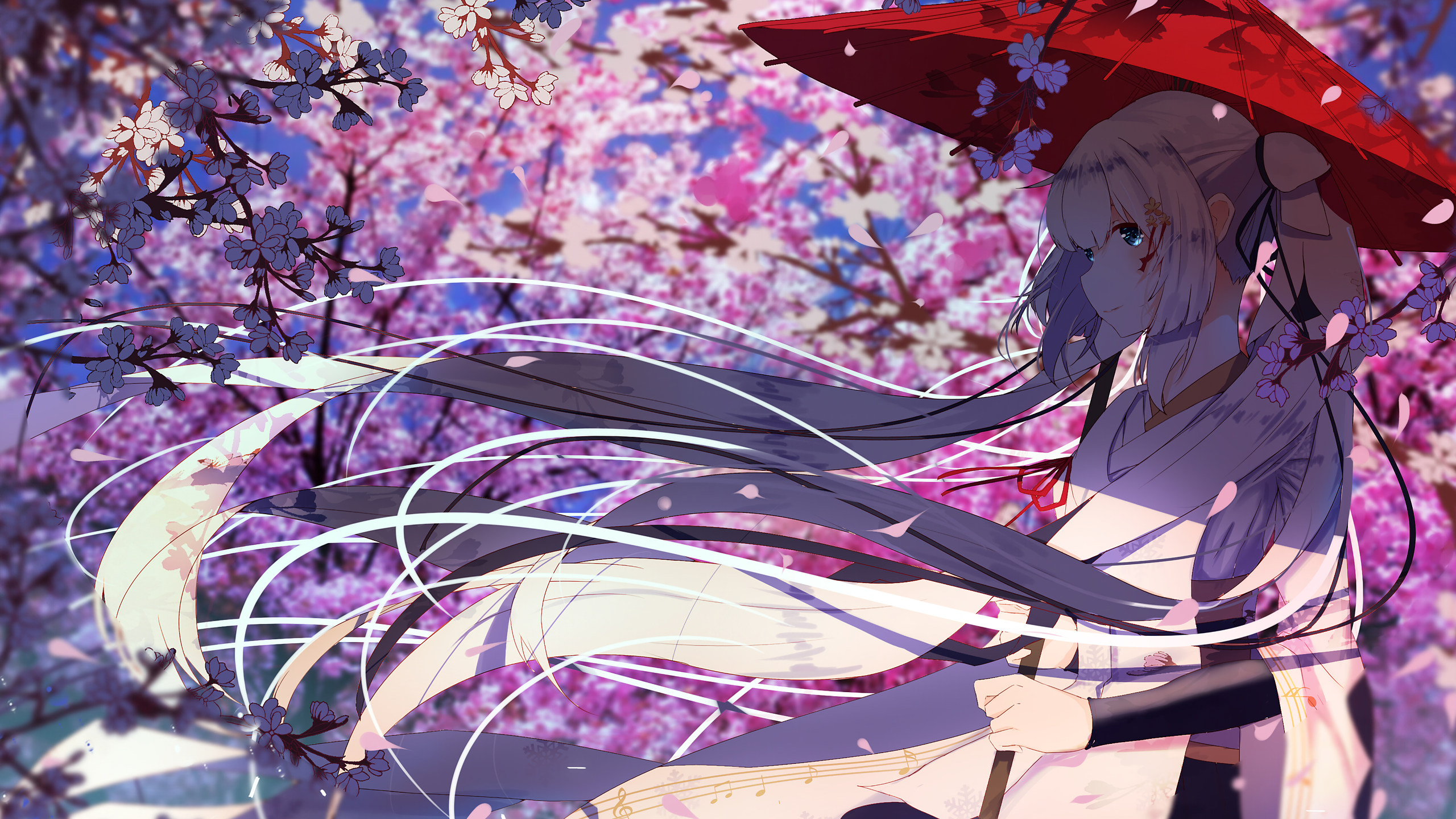 Hatsune Miku Vocaloid Chihaya Miko Outfit 4K & 5K Wallpaper