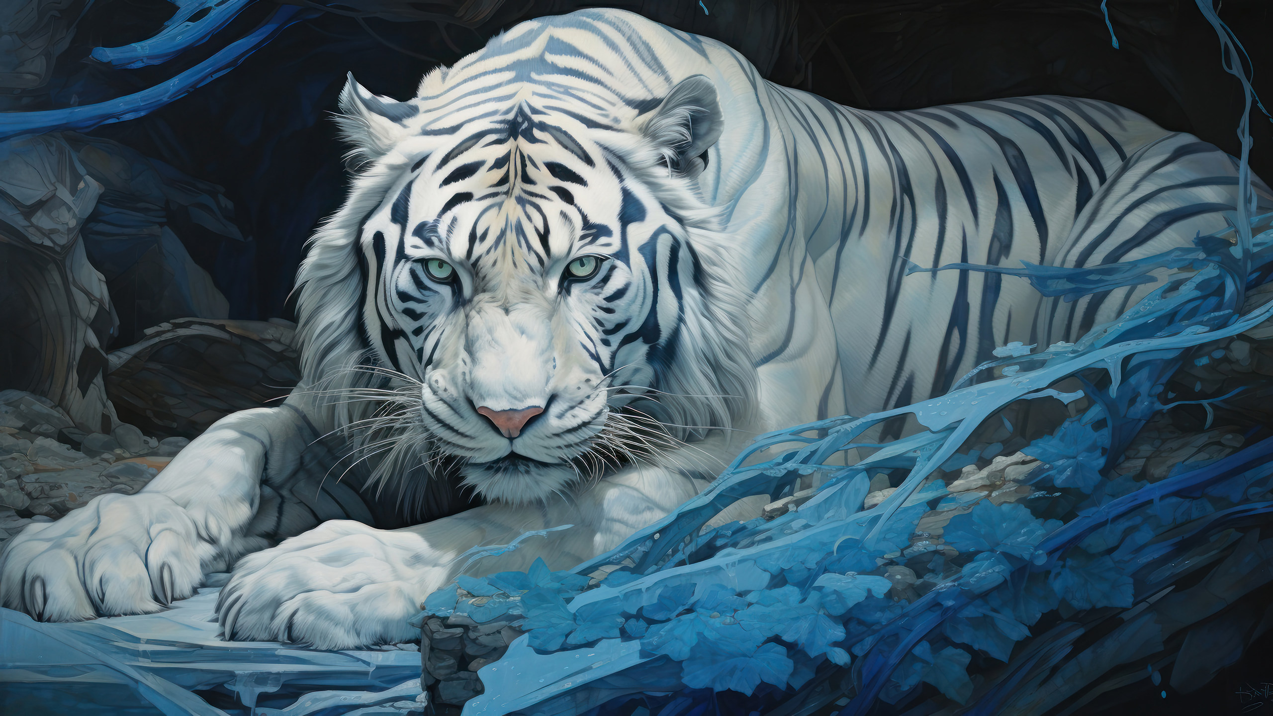 White Tiger Ai Art Wallpaper | PixieWall