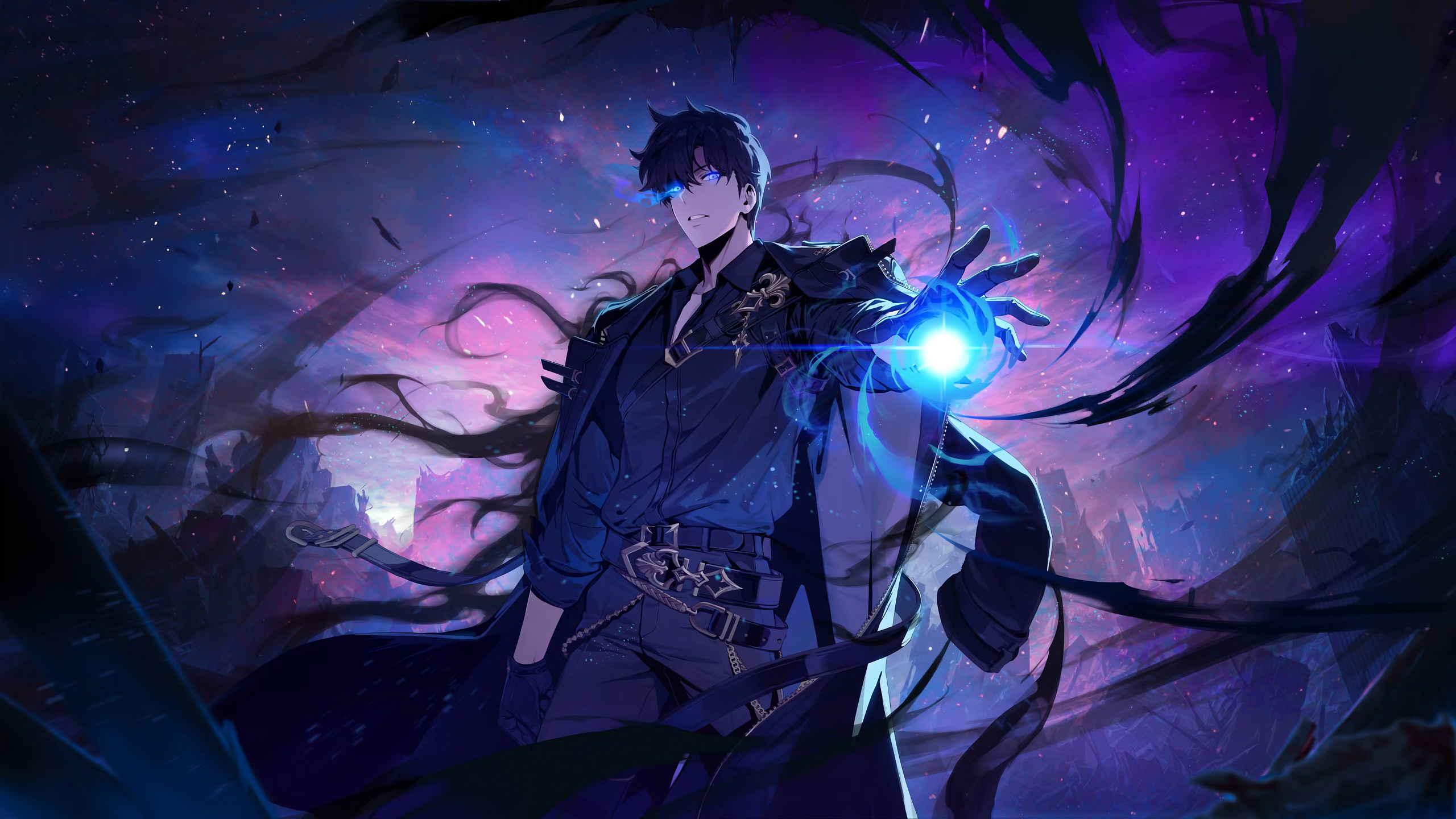 Sung Jin Woo Solo Leveling Purple Aura 8k Wallpaper | PixieWall