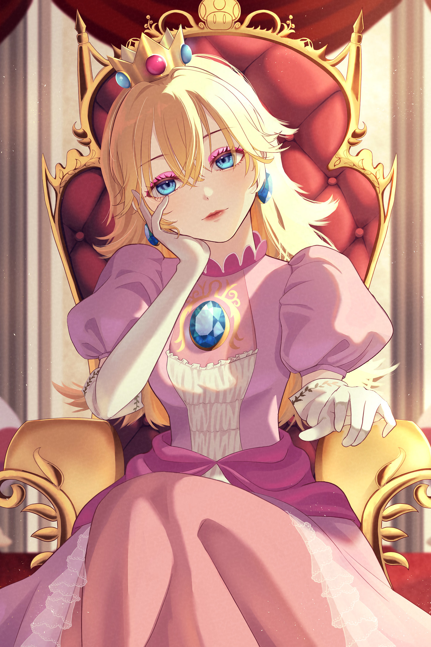 Princess Peach Sitting On Throne Phone Wallpaper | PixieWall