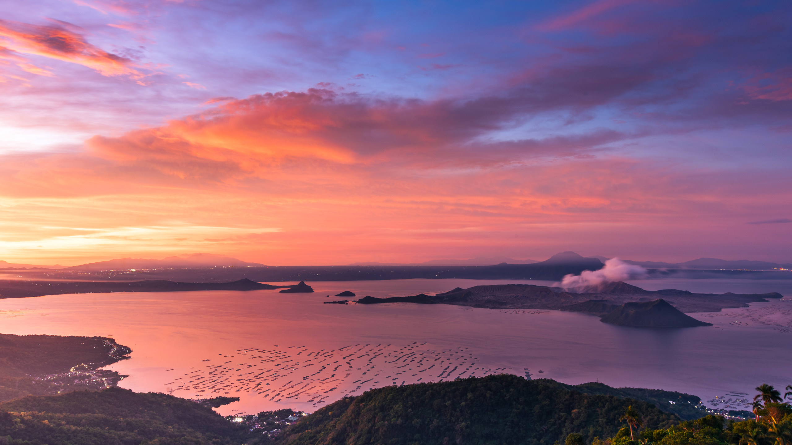 Philippines Taal Volcano Aerial View 4K & 5K Wallpaper | PixieWall
