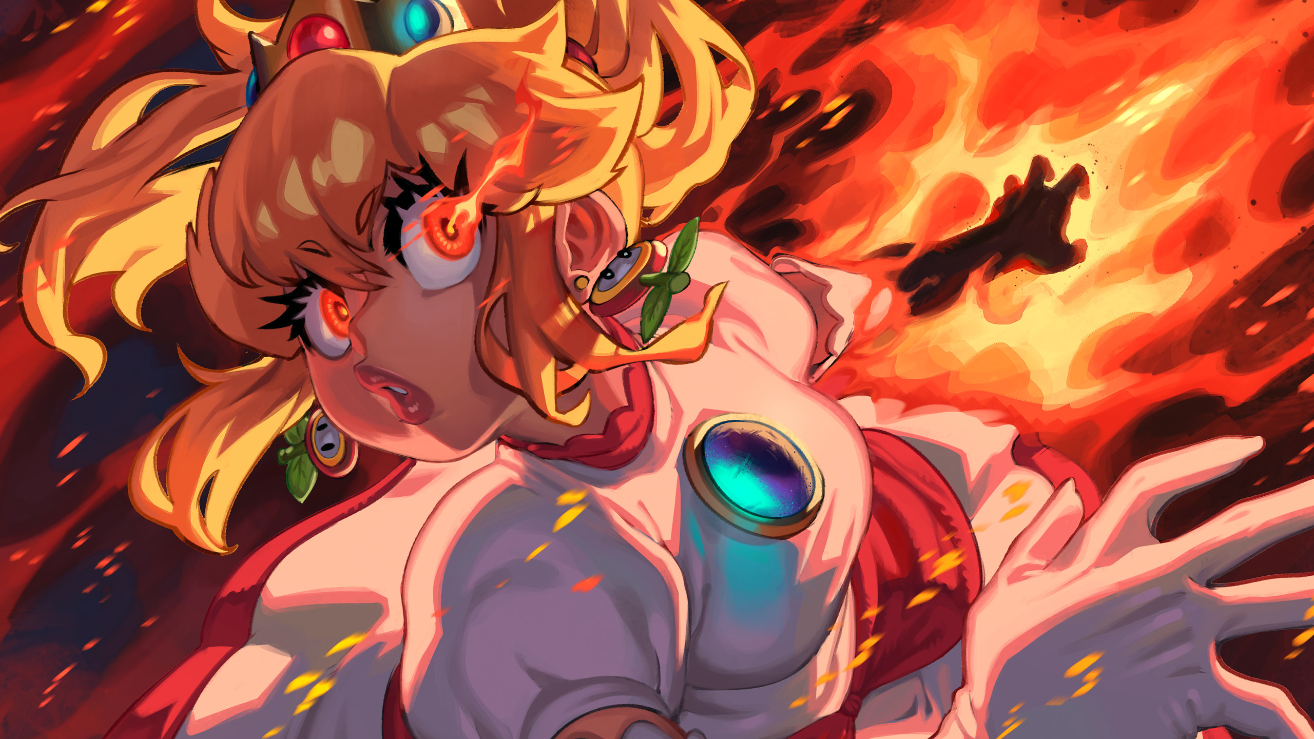 Princess Peach Fire Super Mario 3d World 4k Wallpaper | PixieWall