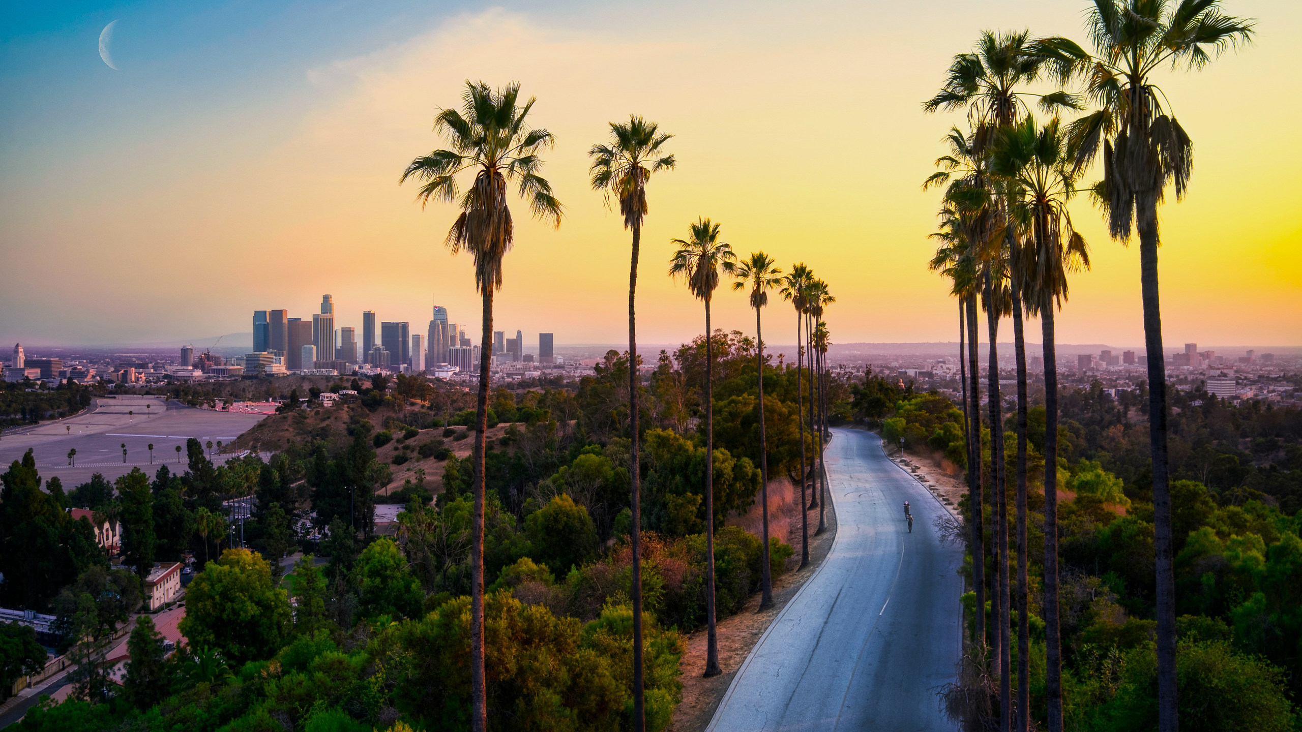 Los Angeles City Skyline Sunset 4k Wallpaper | PixieWall