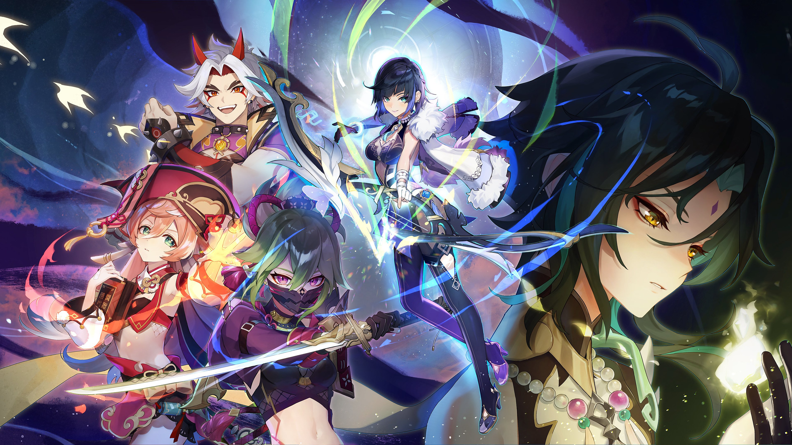 Yelan Kuki Xiao Yanfei Itto Genshin Impact 4k Wallpaper | PixieWall