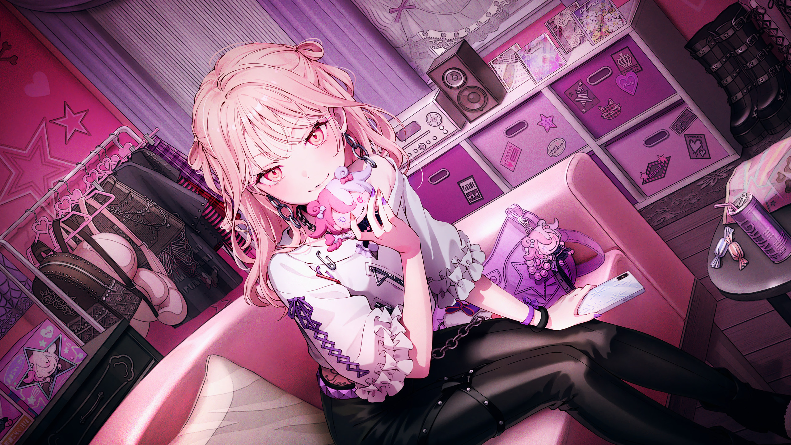Akiyama Mizuki Project Sekai Holding Doll 4k Wallpaper | PixieWall