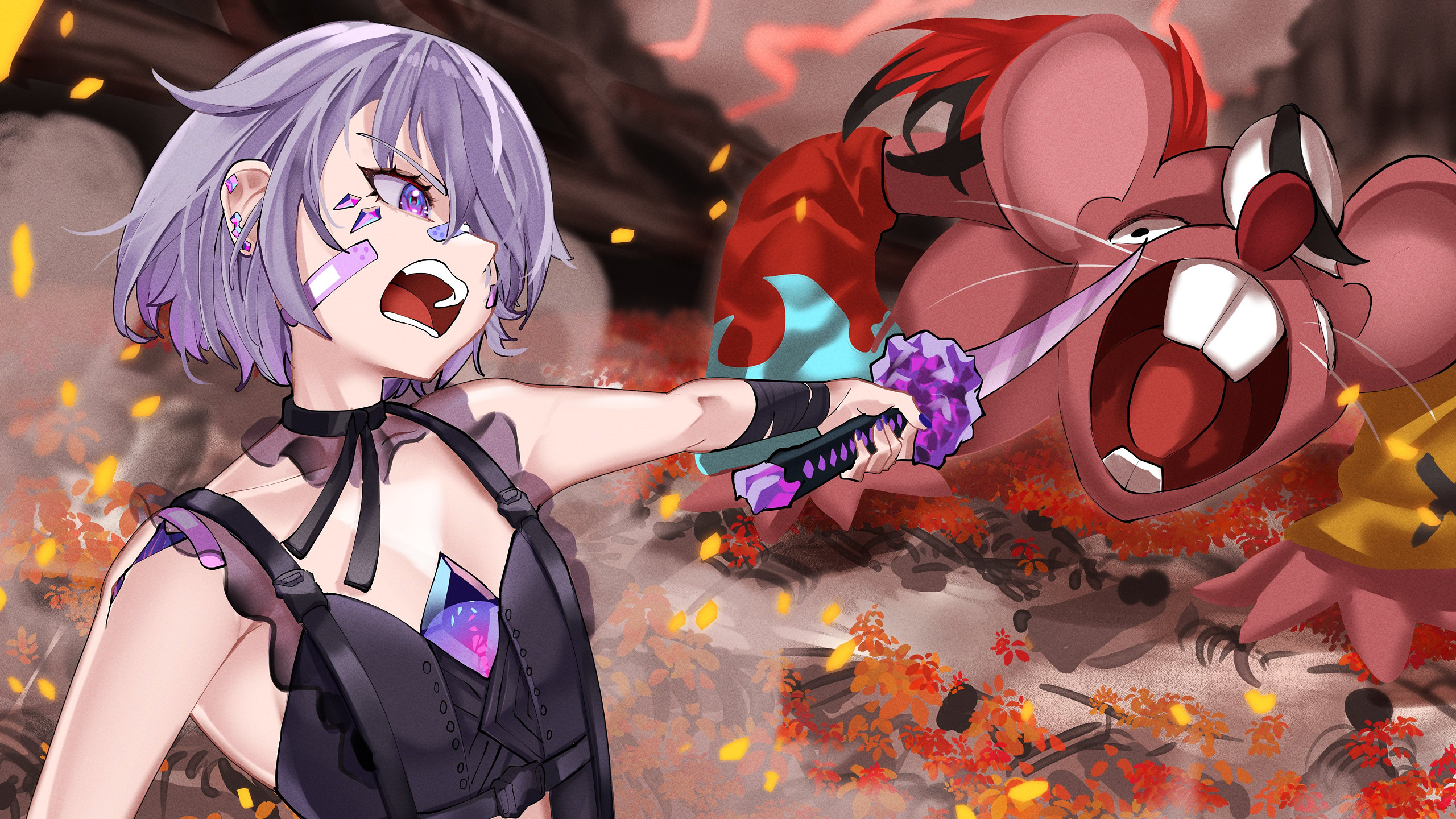 Koseki Bijou Fight Hakos Baelz Hololive 4k Wallpaper | PixieWall