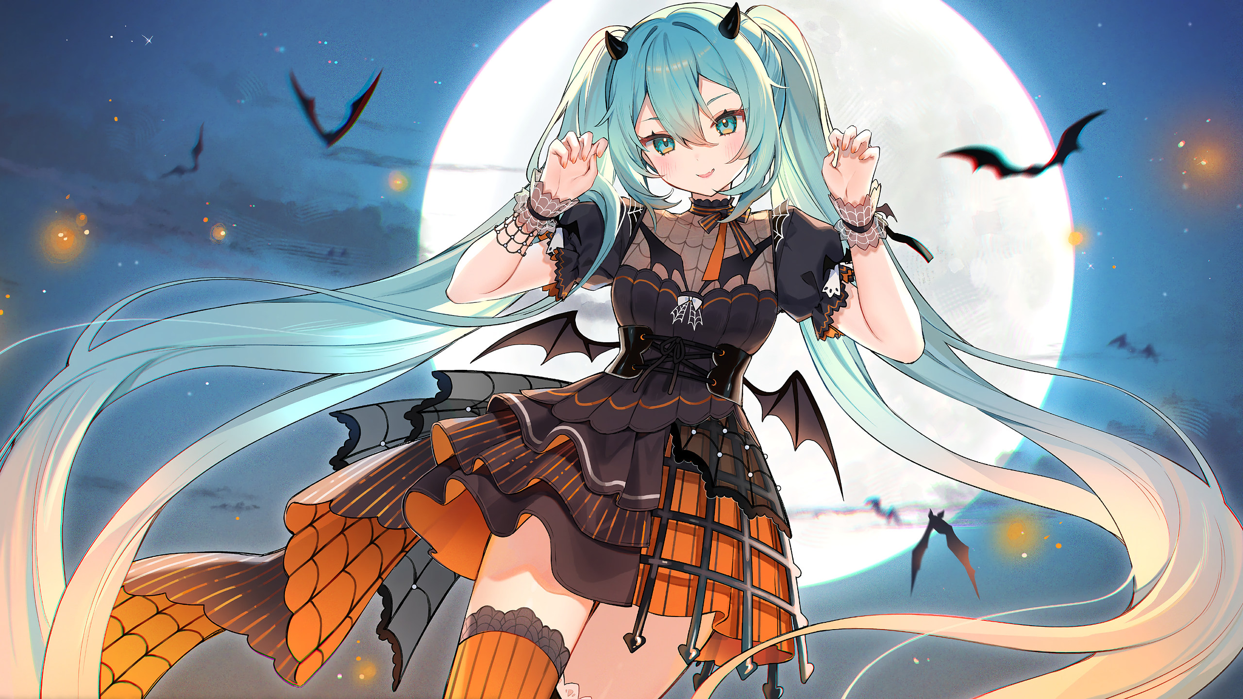 Hatsune Miku Project Sekai Bat Wings 4k Wallpaper | PixieWall