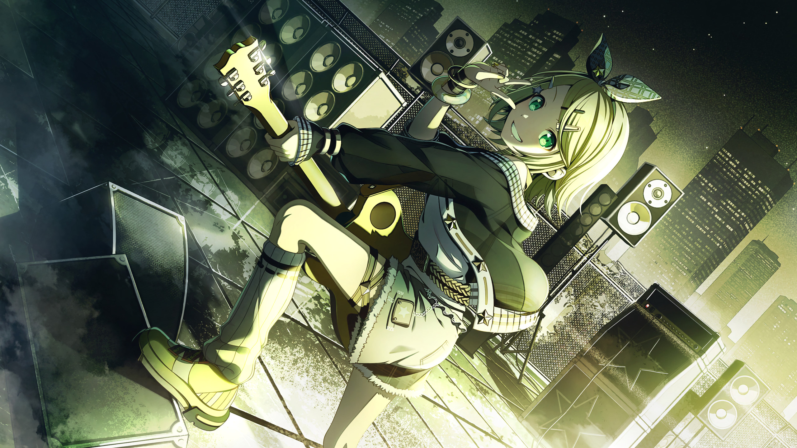 Kagamine Rin Project Sekai Electric Guitar 4k Wallpaper | PixieWall