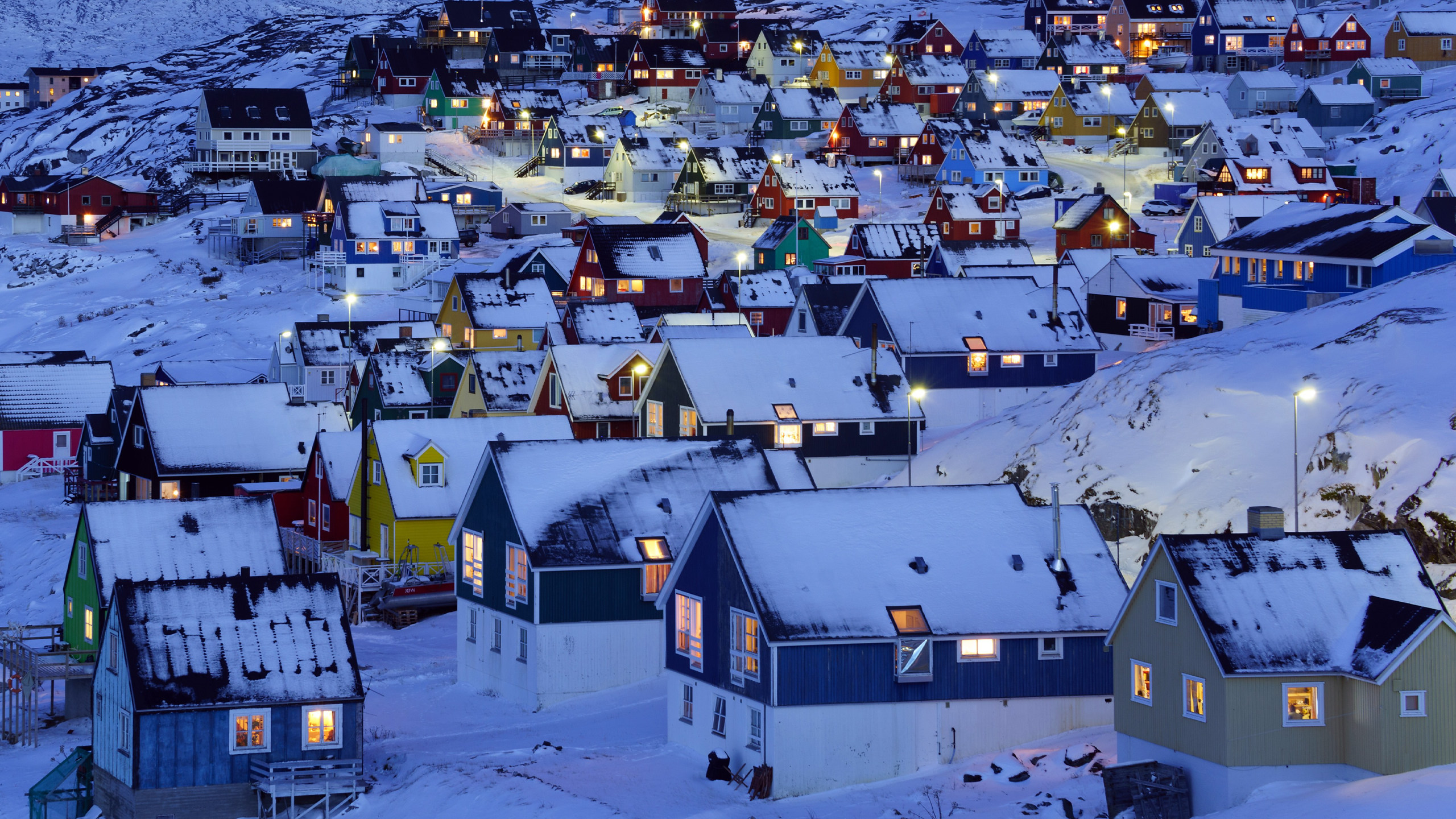Nuuk City Greenland Covered In Winter Snow Wallpaper | PixieWall
