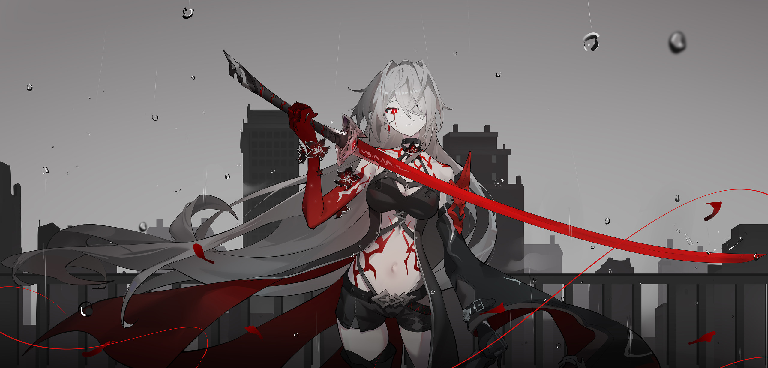 Acheron Honkai Star Rail Red Sword 8k Ultrawide Wallpaper | PixieWall