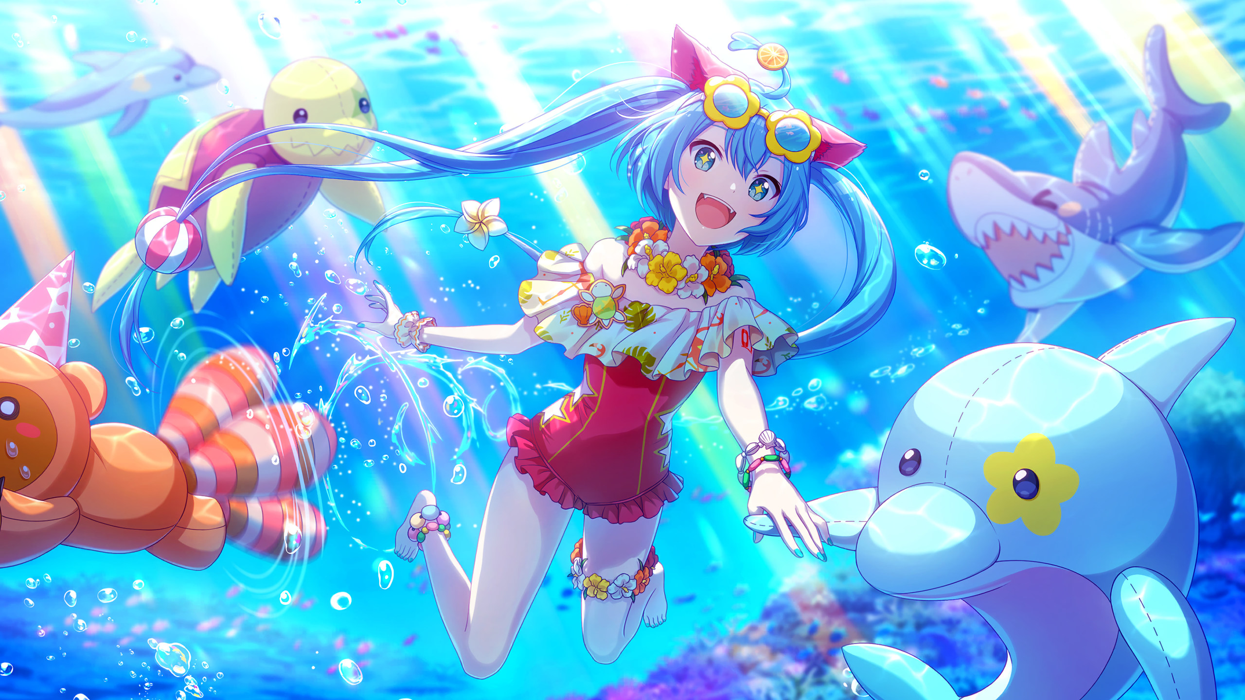 Wonderlands X Showtime Miku Happy Swimming 4k Wallpaper | PixieWall