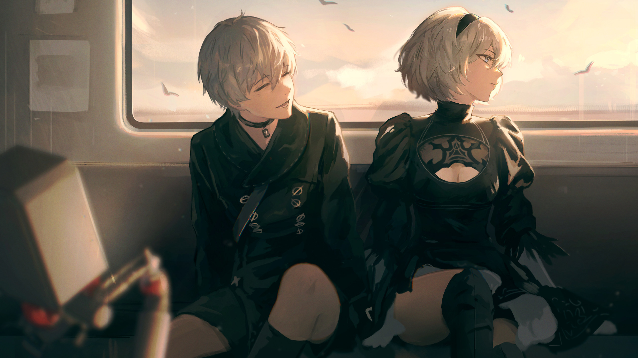 Yorha 2b And 9s Nier Automata Sunset 4k Wallpaper | PixieWall