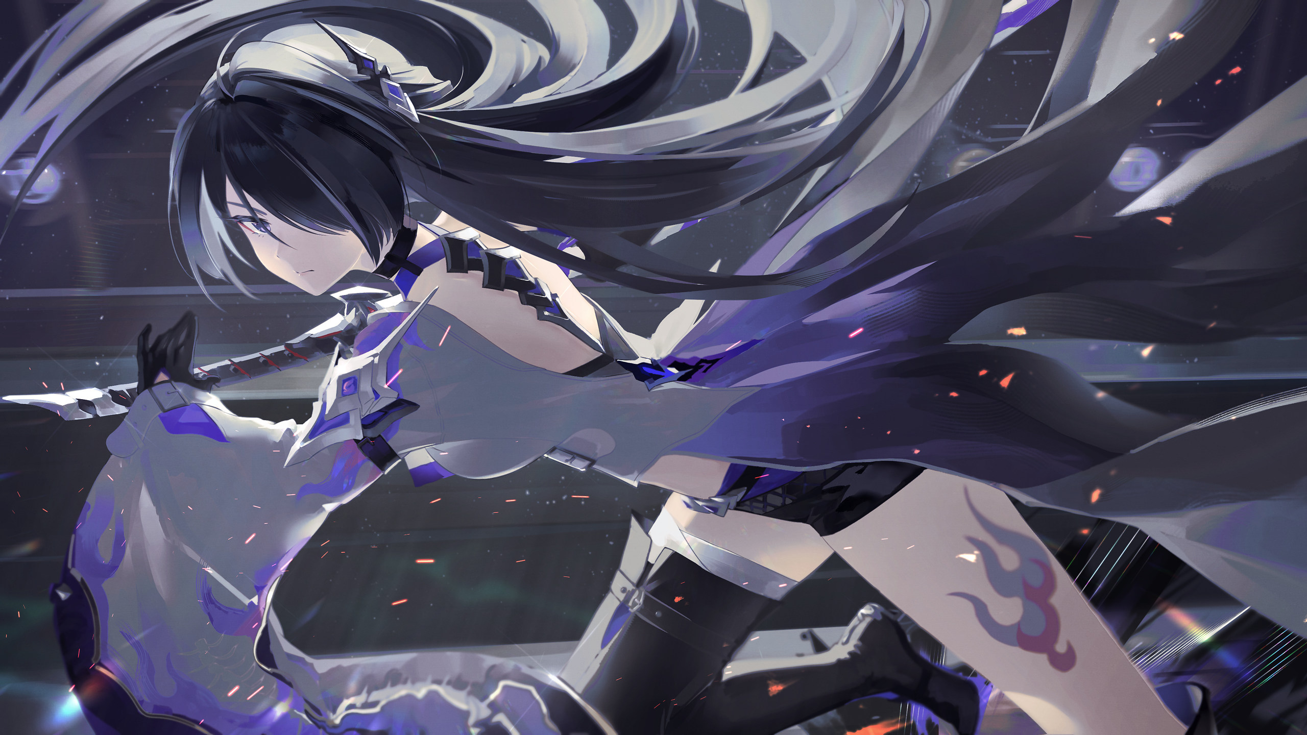 Acheron Honkai Star Rail Purple Blade Trail 4k Wallpaper | PixieWall