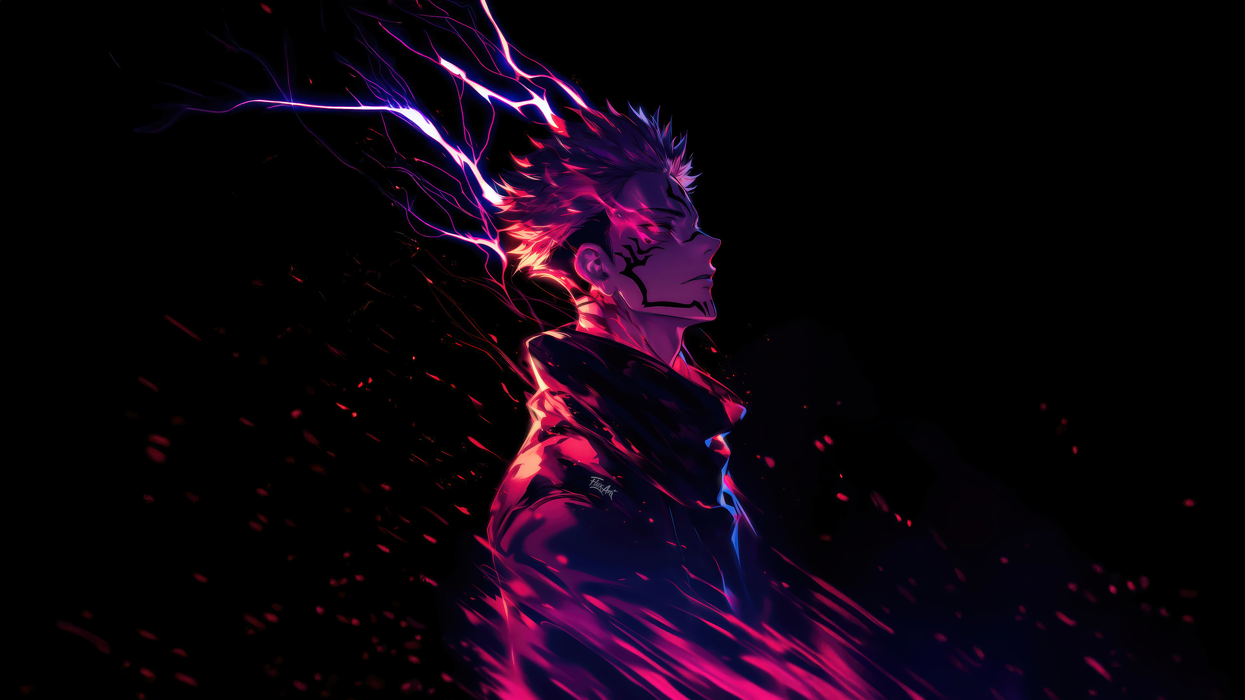 Amoled Ryomen Sukuna Electric Jujutsu Kaisen 4k Wallpaper | PixieWall