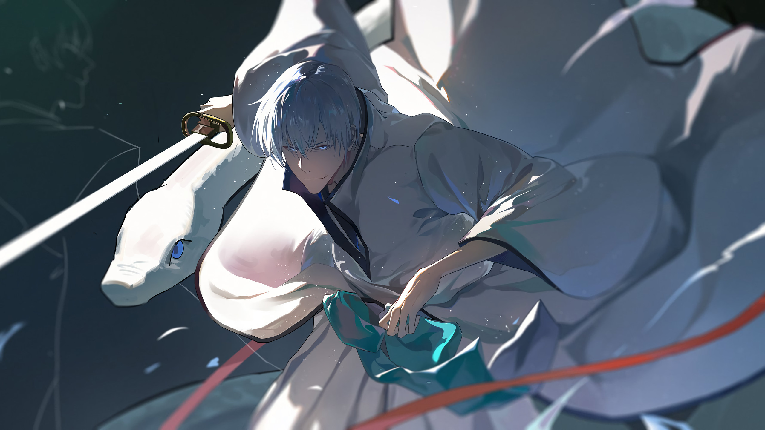 Ichimaru Gin Bleach Fighting Stance 4K & 5K Wallpaper | PixieWall