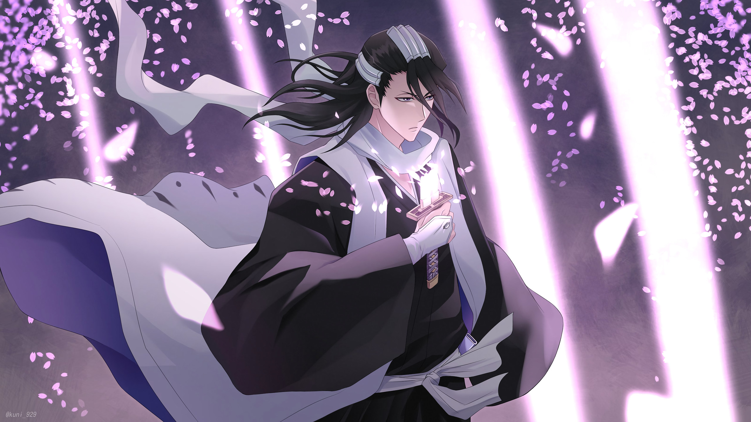 Kuchiki Byakuya Bleach Black Kimono 4k Wallpaper | PixieWall