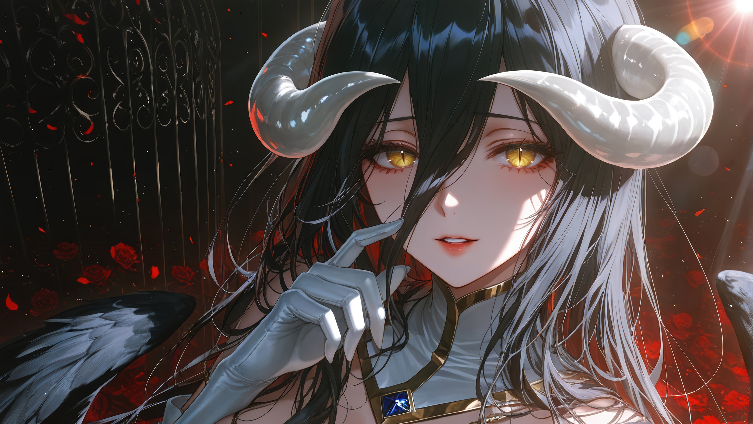 Albedo Overlord Demon Girl White Gloves 4k Wallpaper | PixieWall